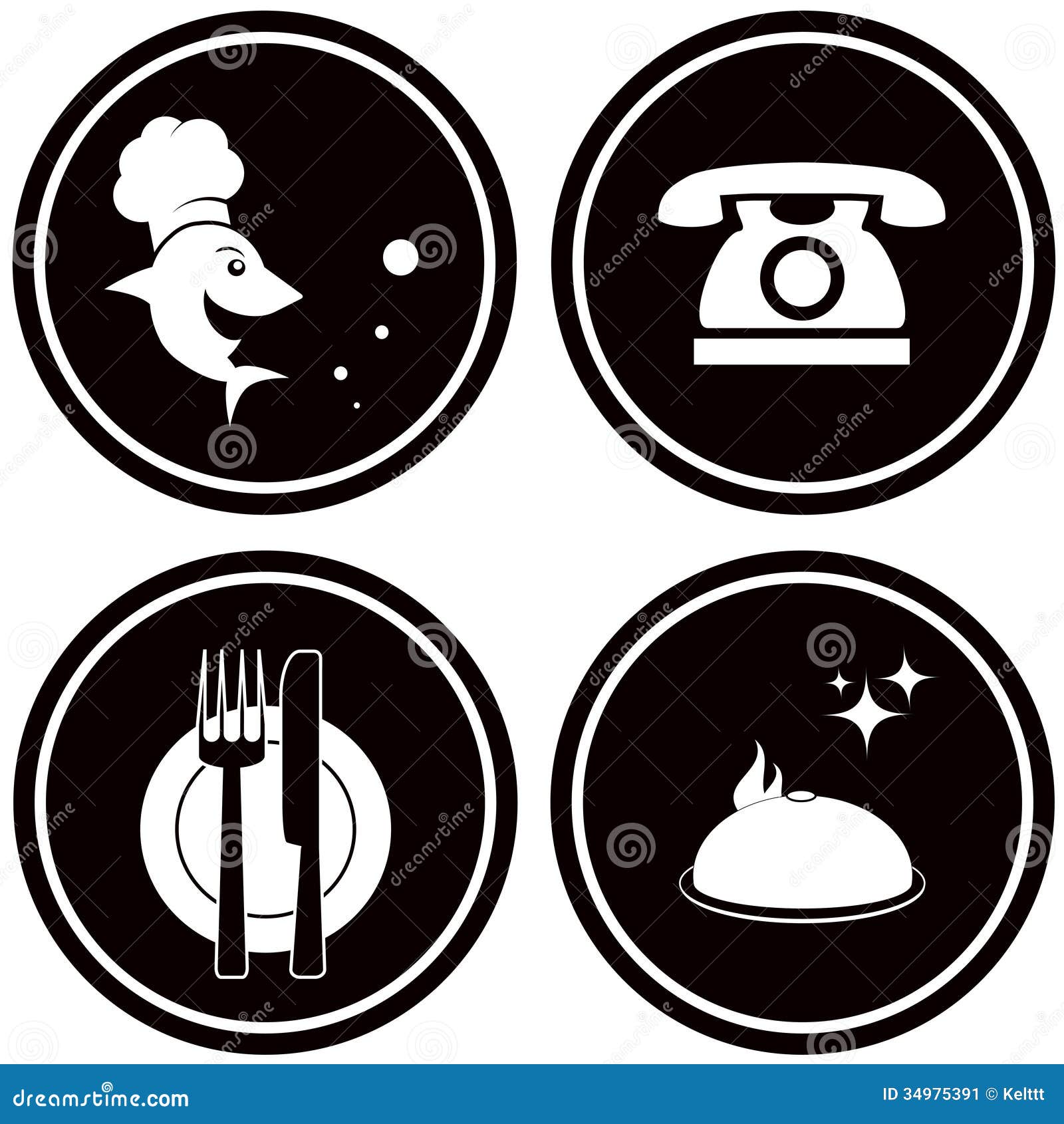 Black icons for fish menu stock vector. Illustration of delivery - 34975391