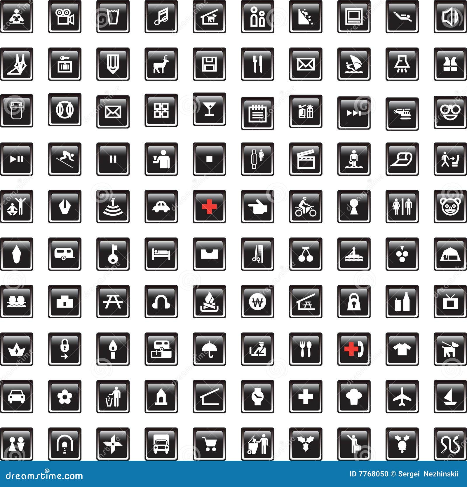 Black icons set sixteen stock vector. Illustration of street - 7768050