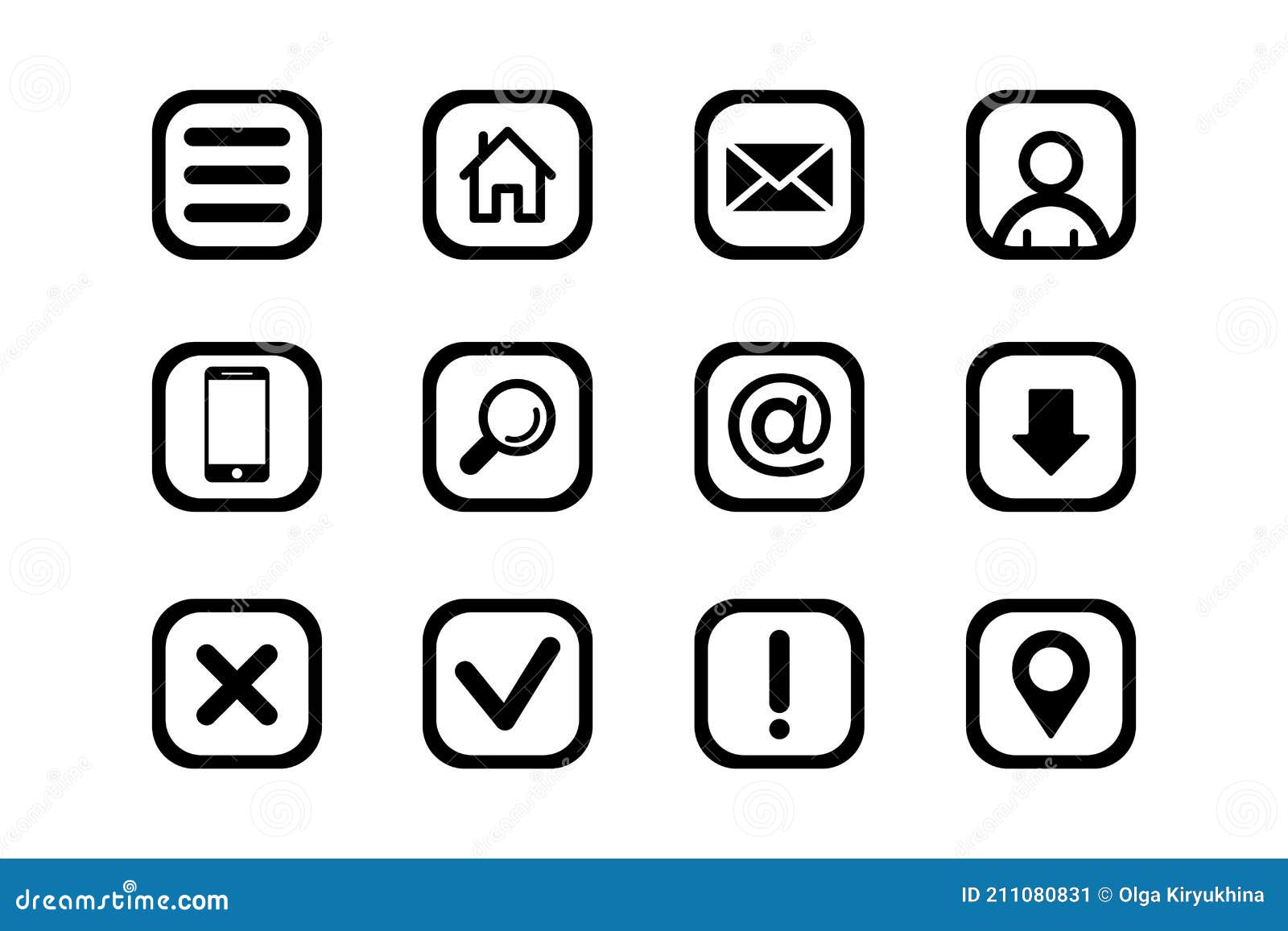 Black Icons for Web Design. Stock Vector - Illustration of modern ...