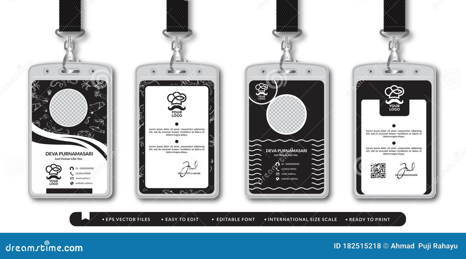 Black Id Card for Restaurant Design Template Stock Vector ...