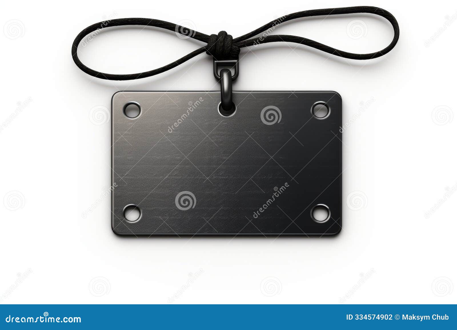 Black Identification Tag with a Loop for Hanging Displayed on a Plain ...