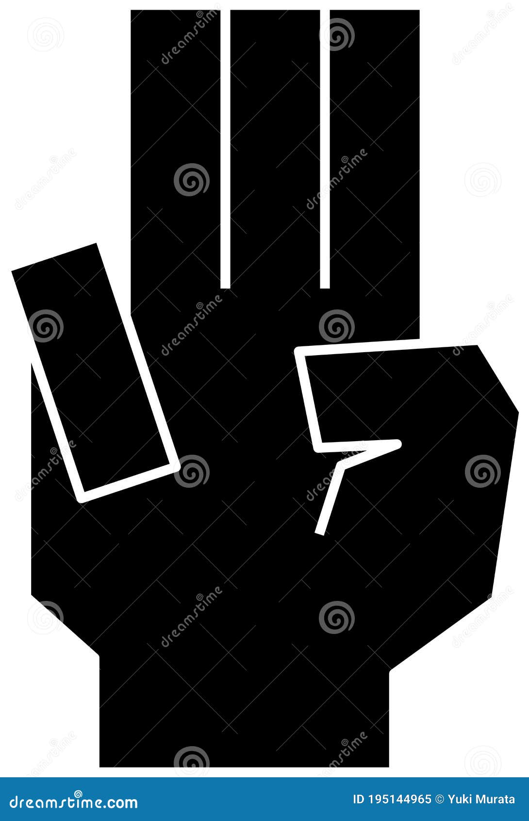 Black Illustration of a Squared Hand Sign Stock Vector - Illustration ...