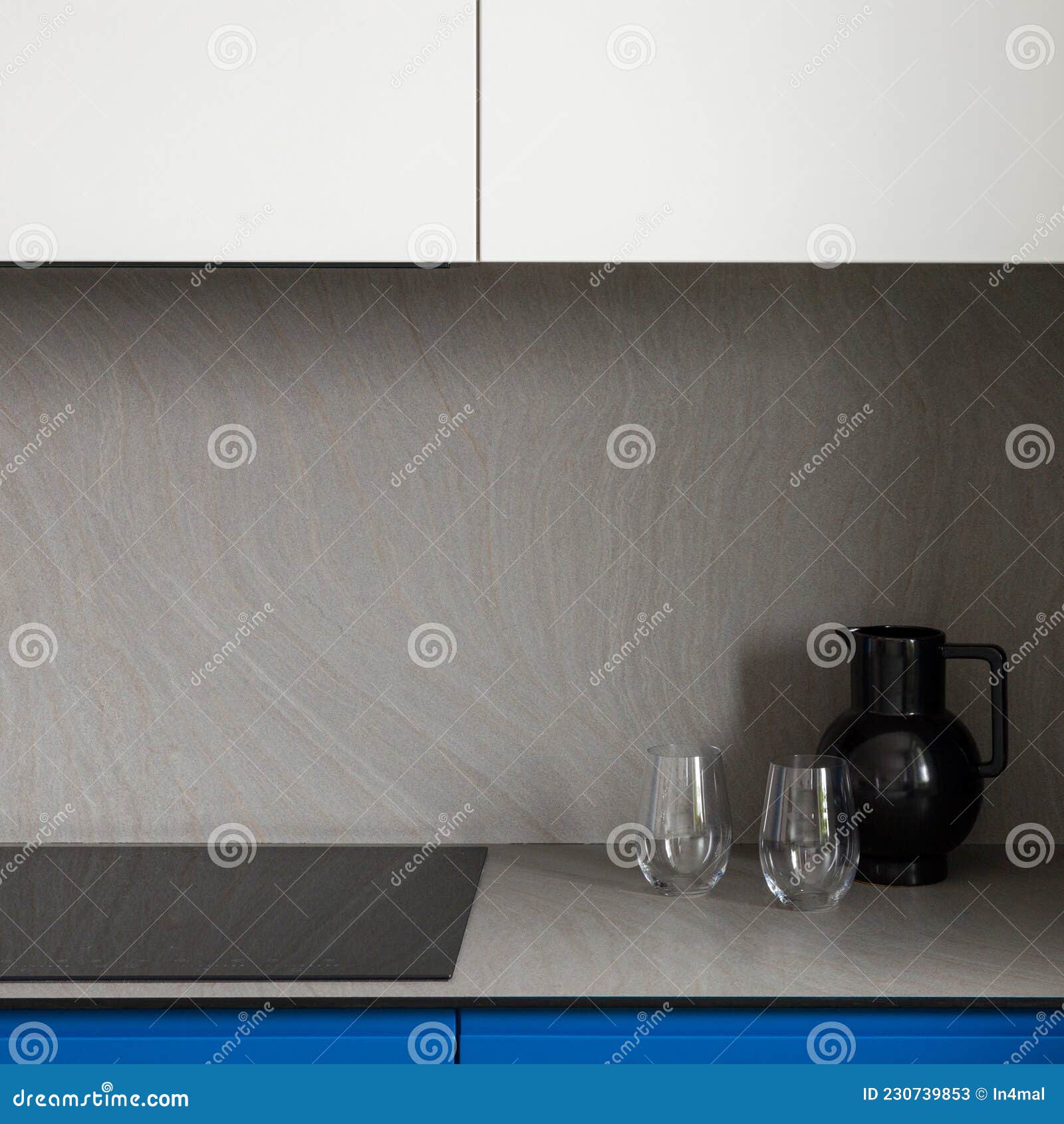 Black Induction Hob on Gray, Kitchen Countertop Stock Image - Image of ...