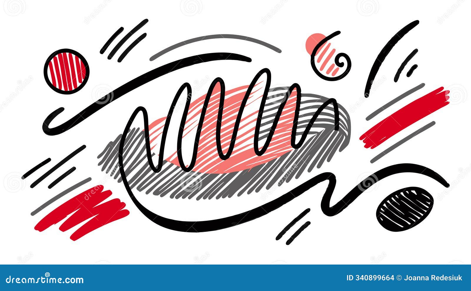 Black Ines and Vibrant Dynamic Color Doodles Stock Illustration ...