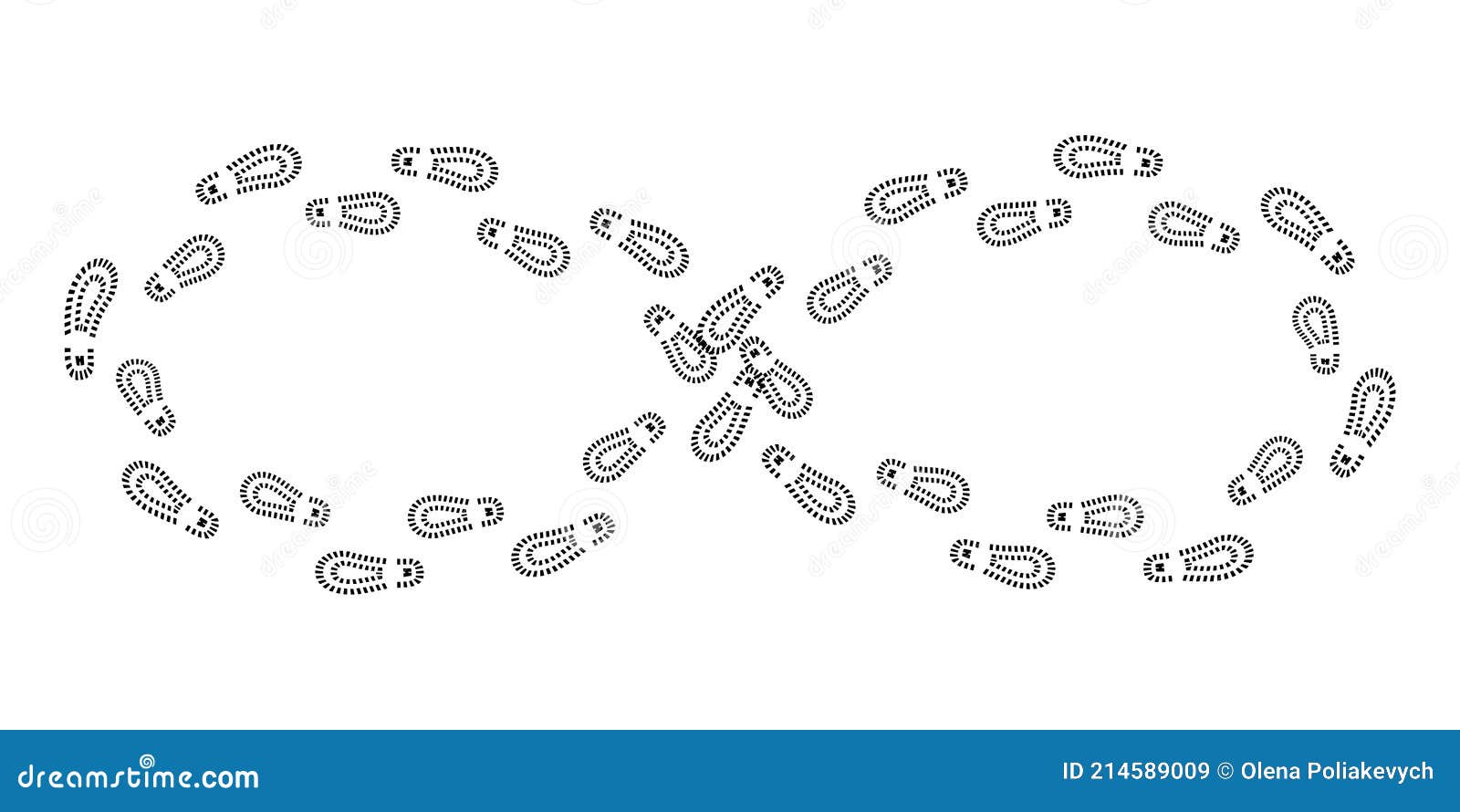 Black Infinity of Footprints on White Background. Illustration for ...