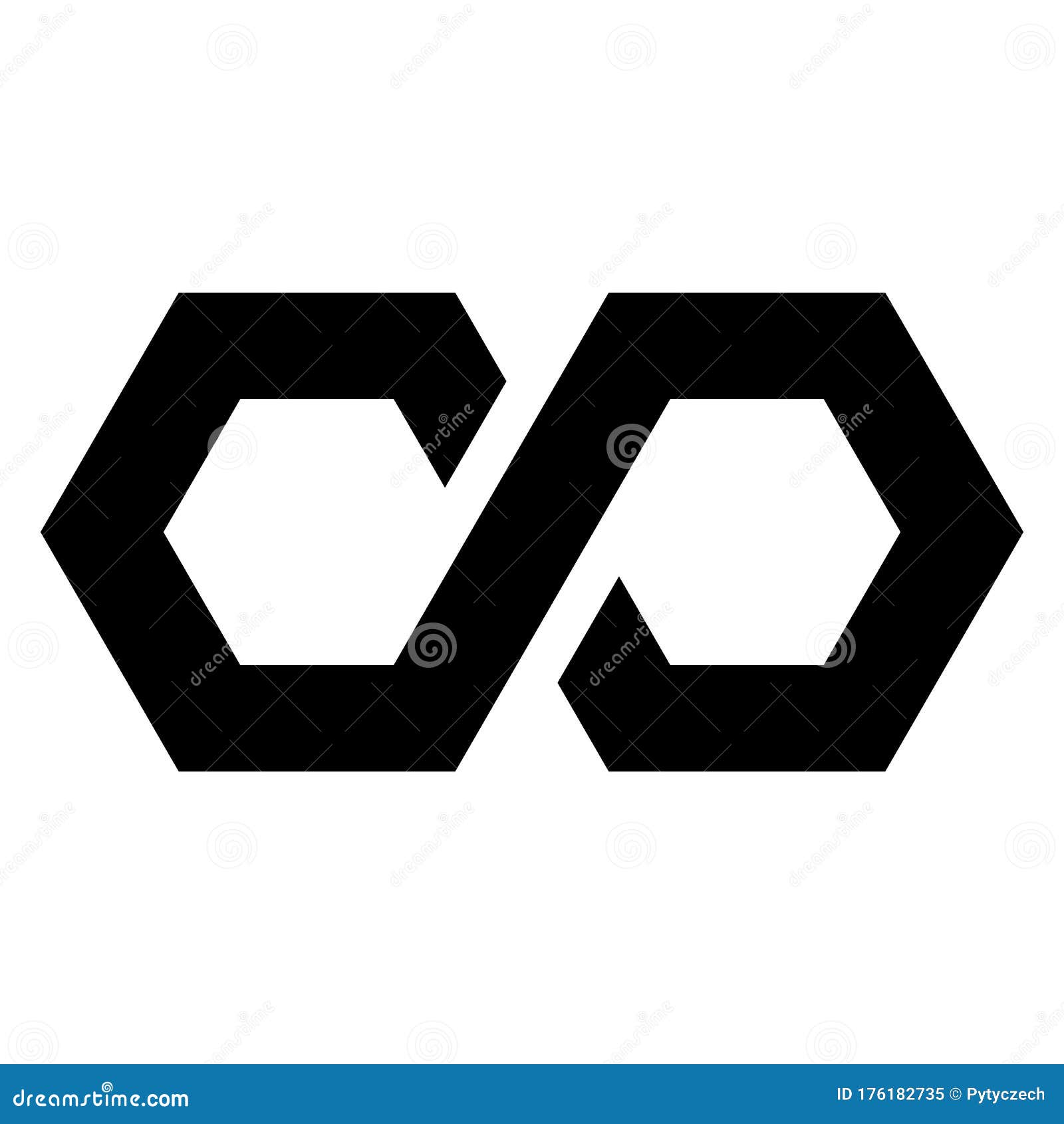 Black Infinity Symbol Icon - Hexagonal Shape. Simple Flat Vector Design ...