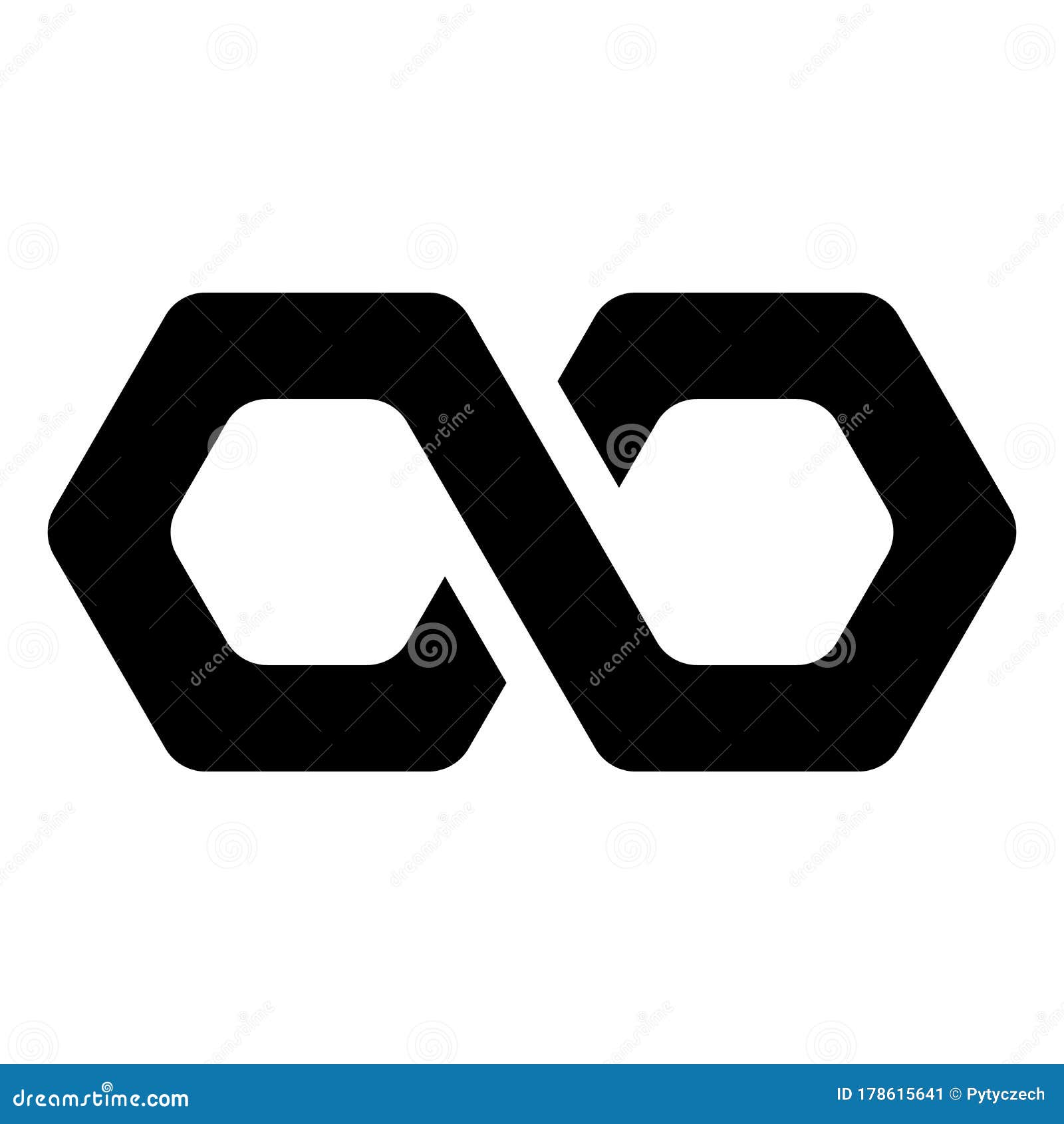 Black Infinity Symbol Icon - Hexagonal Shape. Simple Flat Vector Design ...