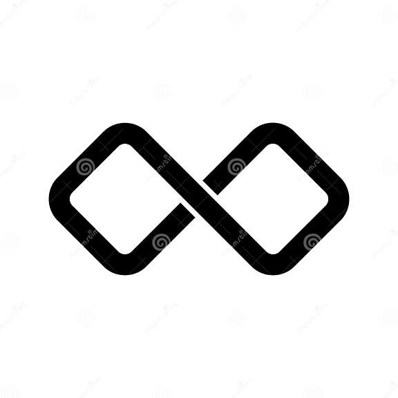Black Infinity Symbol Icon. Rectangular Shape with Rounded Edges Stock ...
