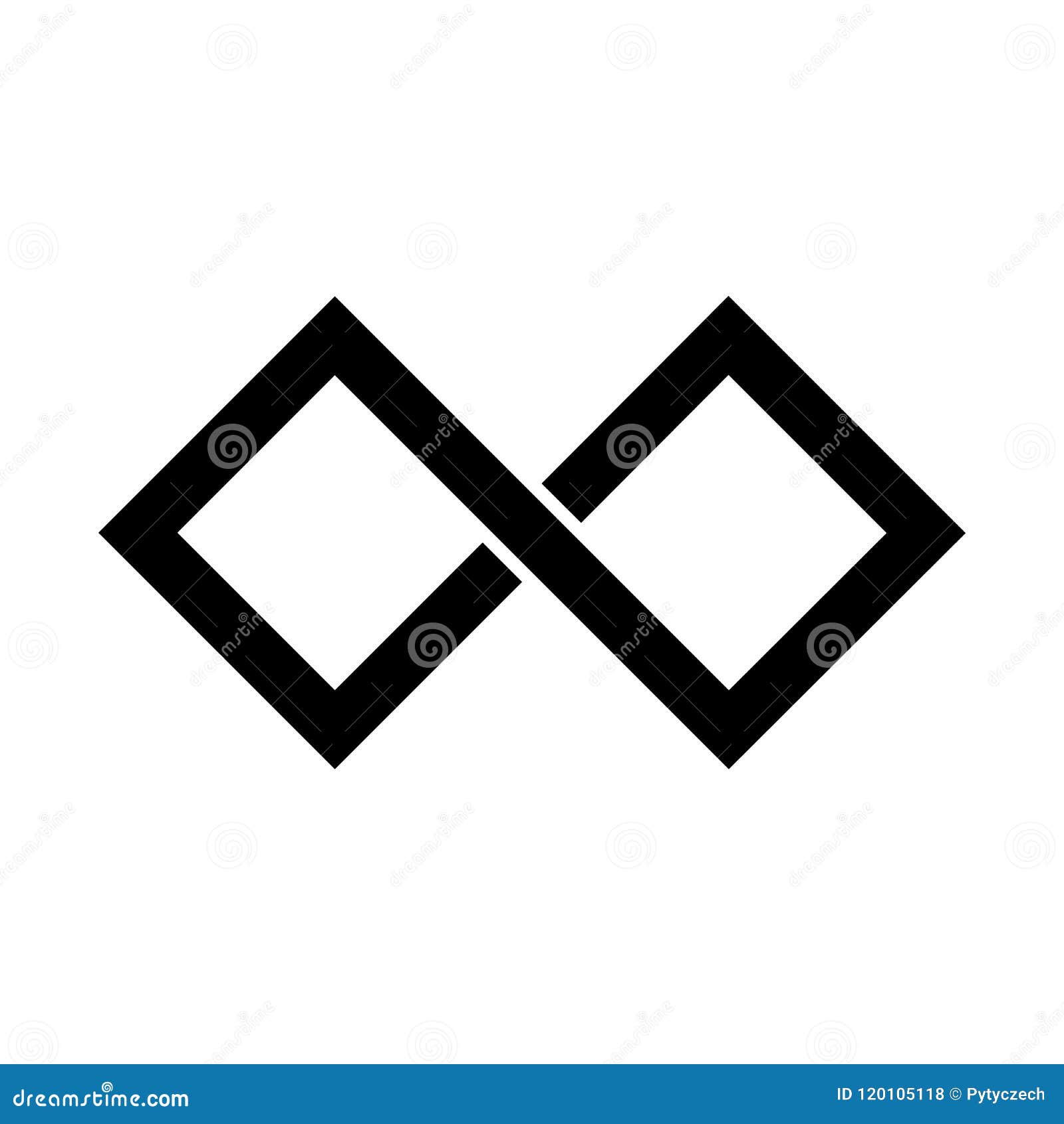 Black Infinity Symbol Icon. Rectangular Shape With Sharp Corners ...