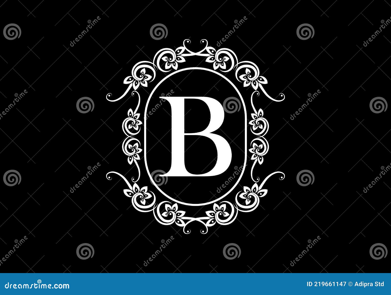 Black Initial B Letter in Classic Frame Stock Vector - Illustration of ...