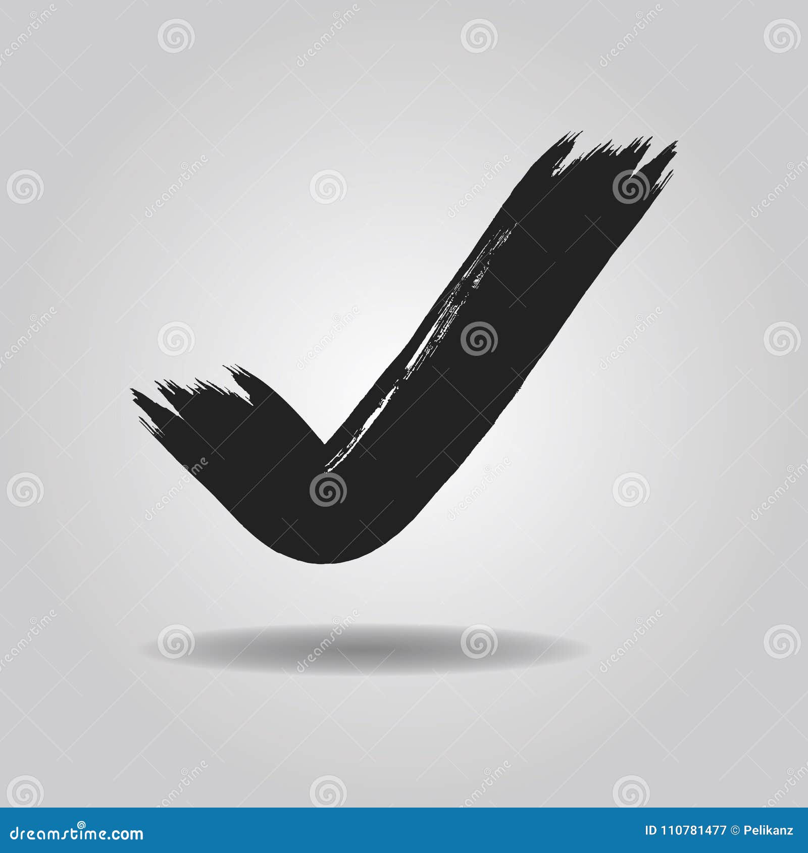 Black Ink Brushed Check Mark Icon on Gray Gradient Background Stock ...