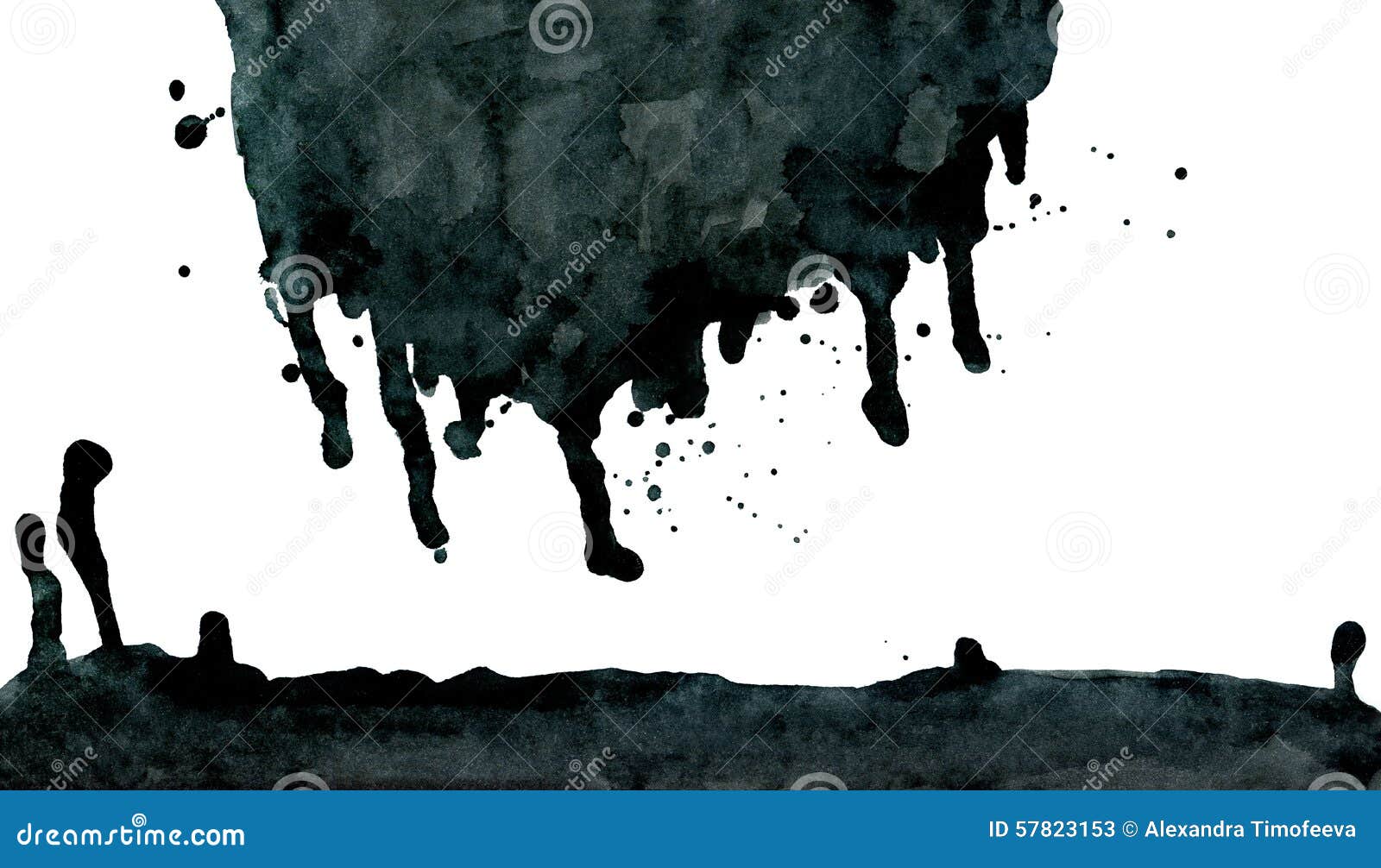 Black Ink Abstract Dripping Shape Isolated on Stock Illustration ...