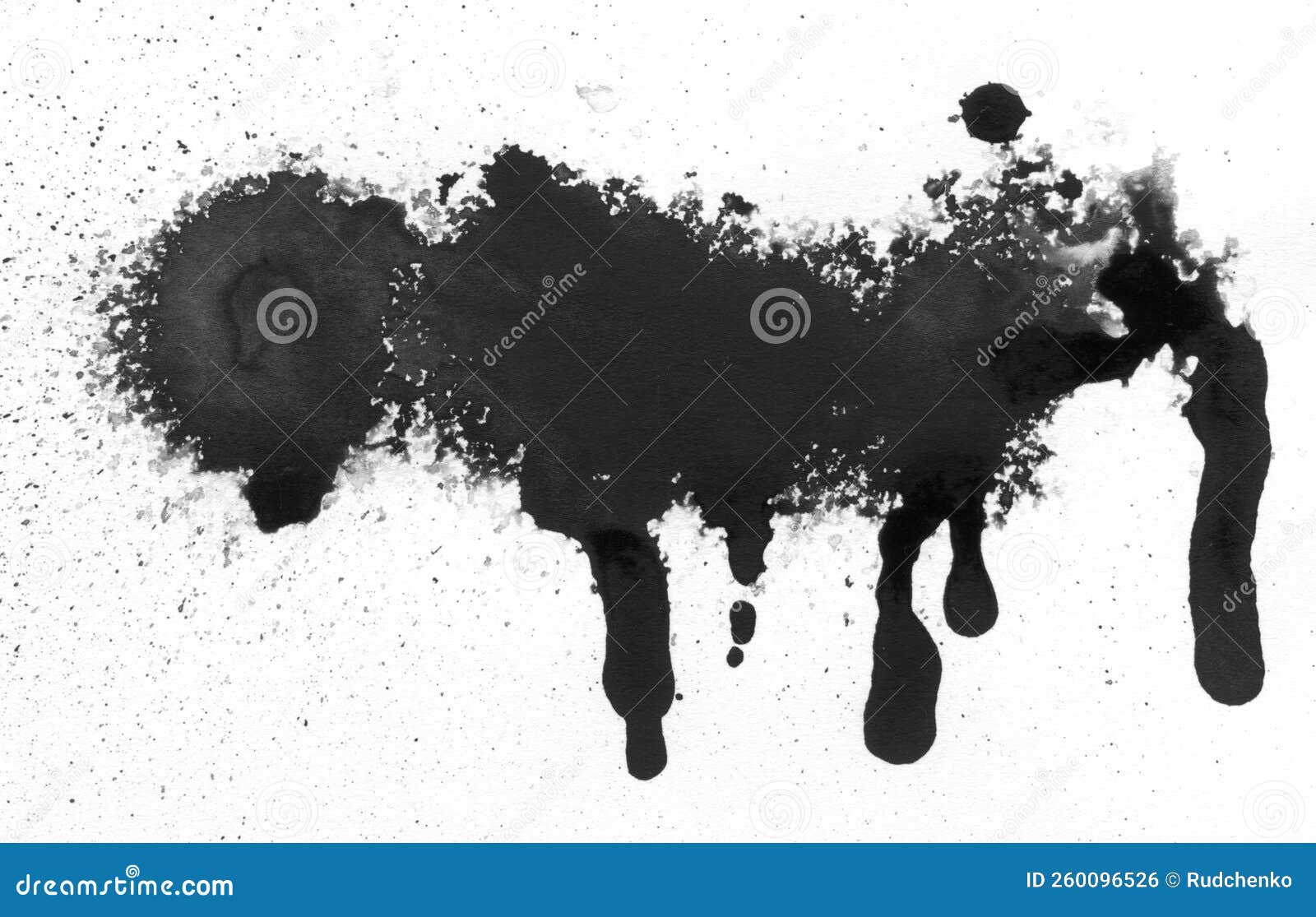 Black Ink Blot on White Texture Watercolor Paper Background Stock Photo ...
