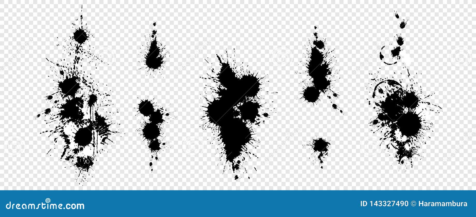 Black ink blots with drops stock vector. Illustration of clean - 143327490
