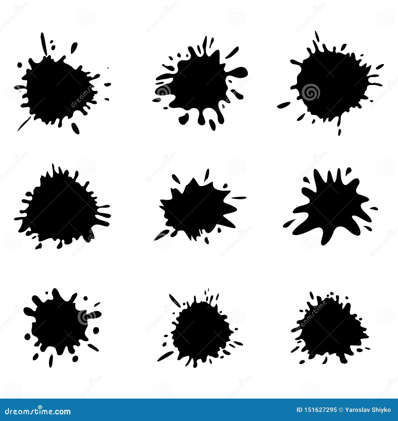 Black Ink Blots Set on White Background Stock Vector - Illustration of ...