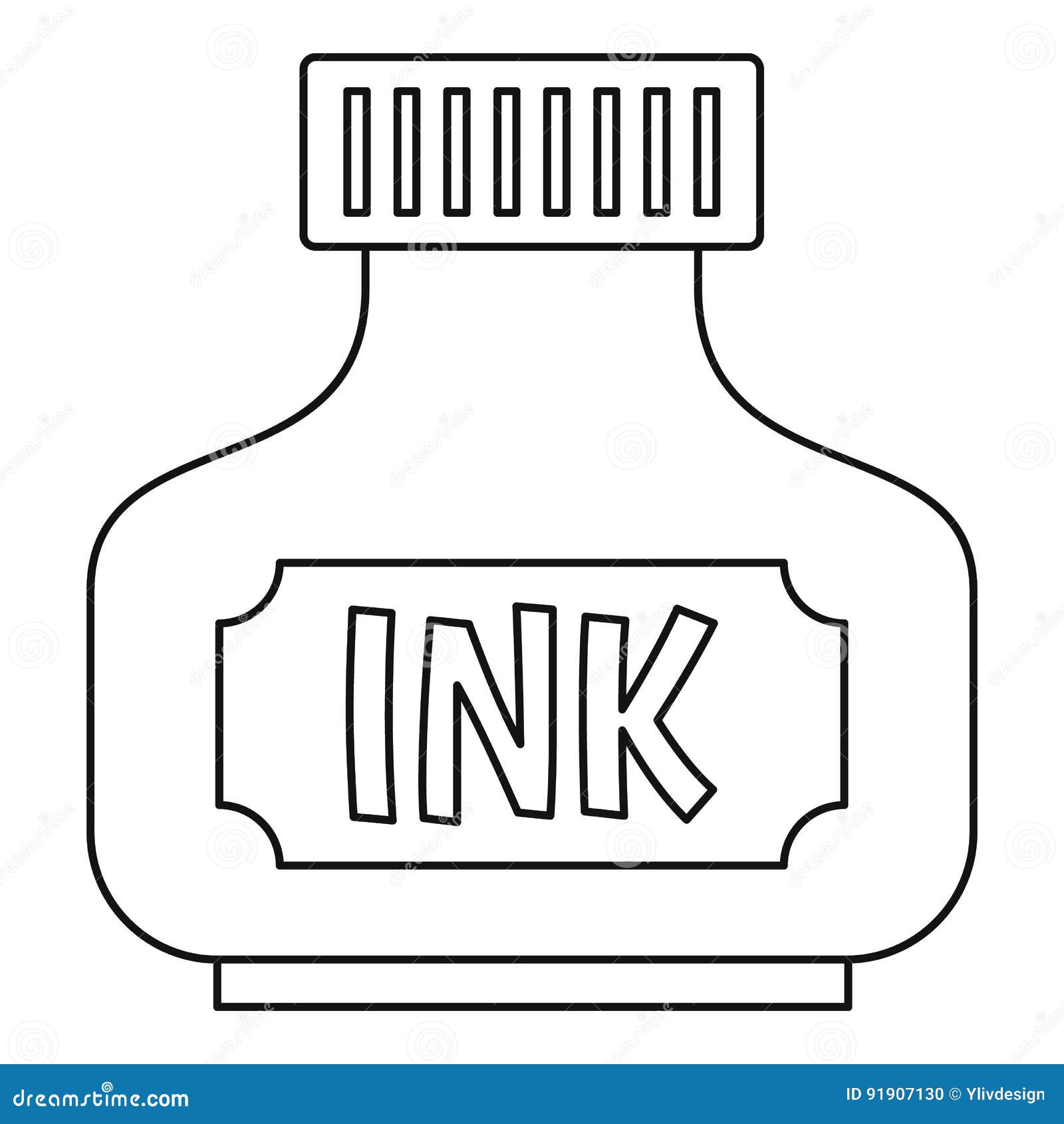 Black Ink Bottle Icon Outline Stock Vector - Illustration of education ...
