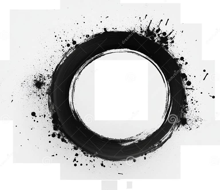 Black Ink Circle with Splatter on Transparent Background Stock Photo ...