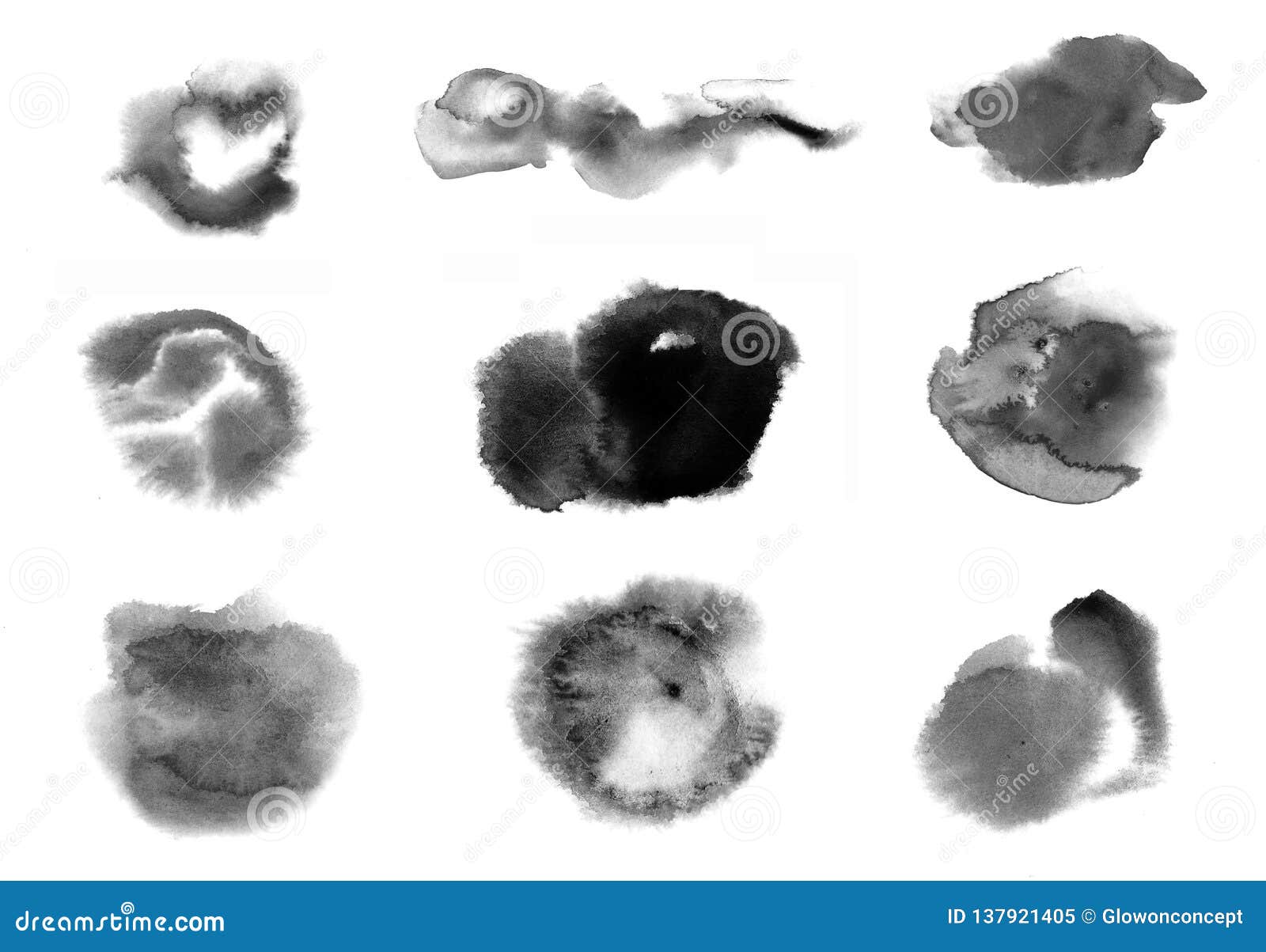 Black Ink Dots Illustartion Droplets in Various Shape Stock ...