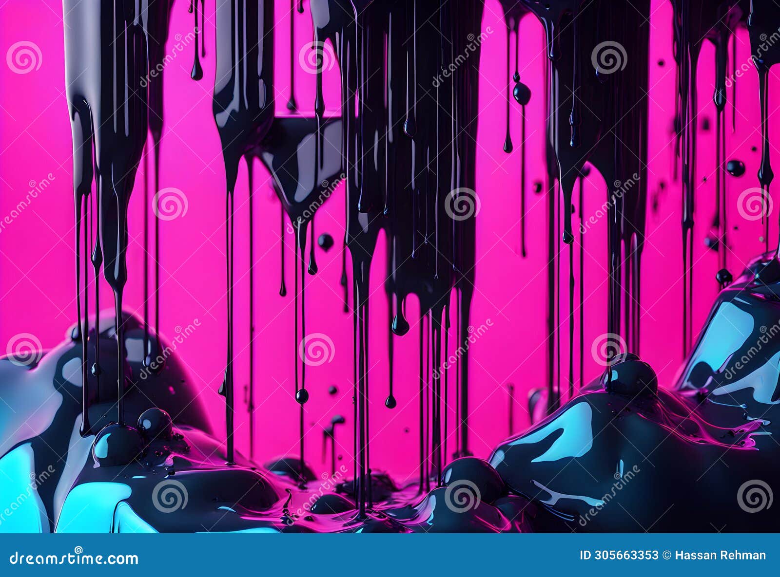 Black Ink Drip. Cyberpunk Banner Stock Illustration - Illustration of ...