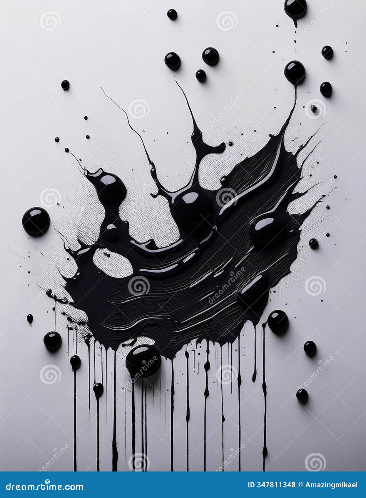 Black Ink Droplets on White Paper Stock Photo - Image of monochrome ...