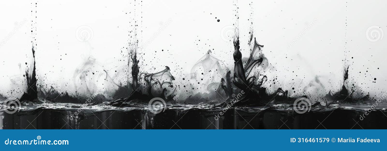 Black Ink Explosion on Water Surface for Dramatic Panoramic Backgrounds ...
