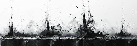 Black Ink Explosion on Water Surface for Dramatic Panoramic Backgrounds ...