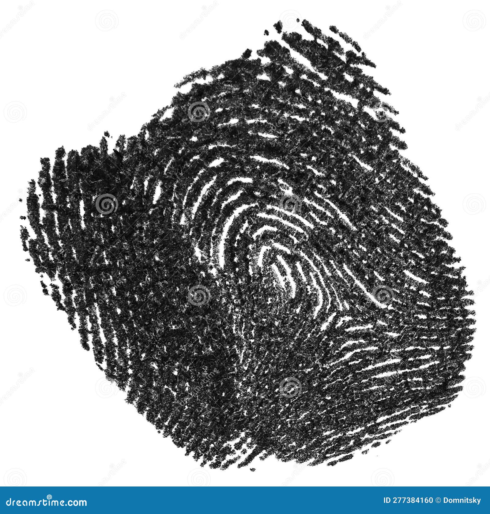 Black Ink Fingerprint on White Paper. Isolated Real Fingerprint Stock ...