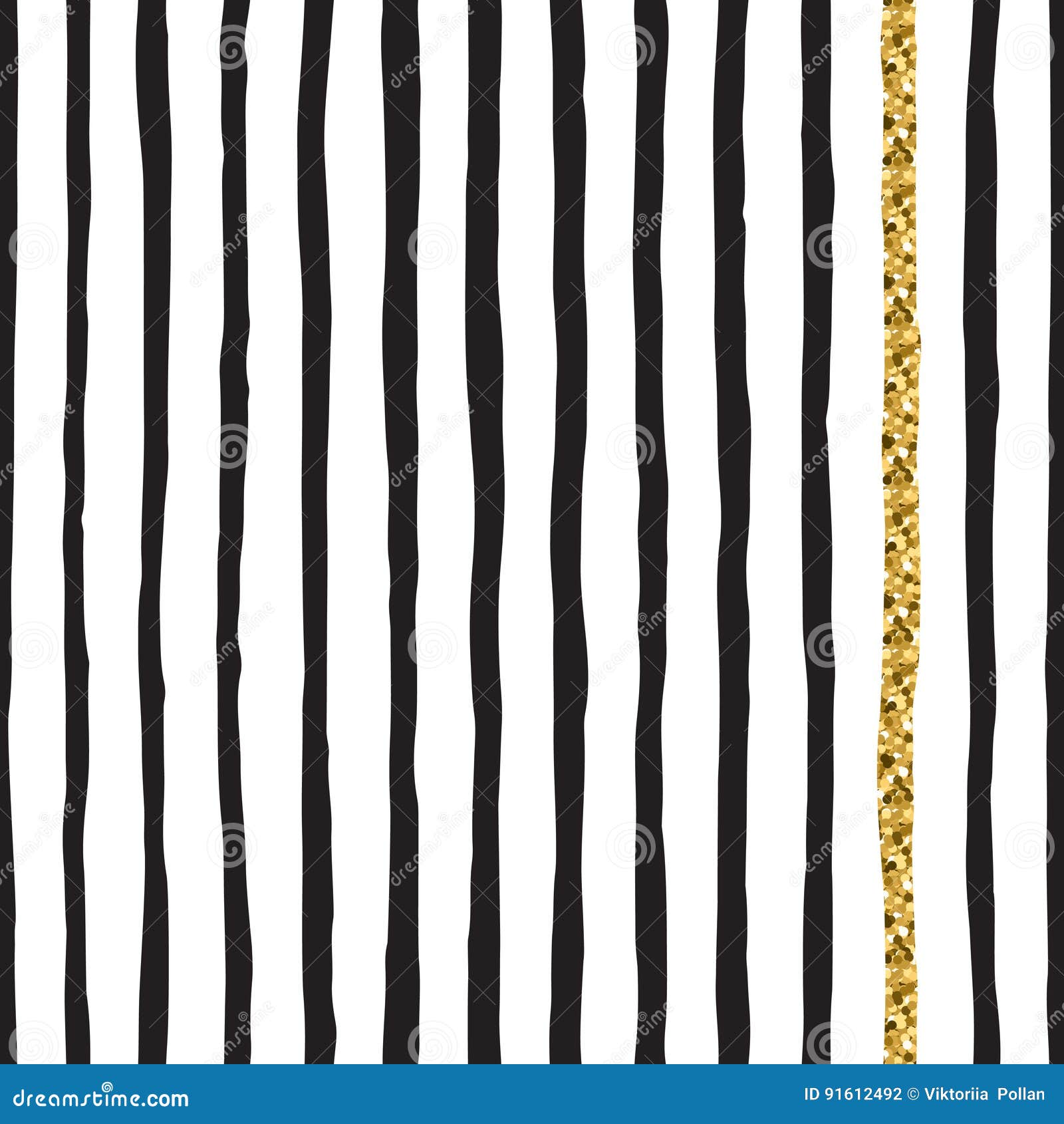 Black Ink & Gold Hand Drawn Vector Seamless Vertical Lines Pattern ...
