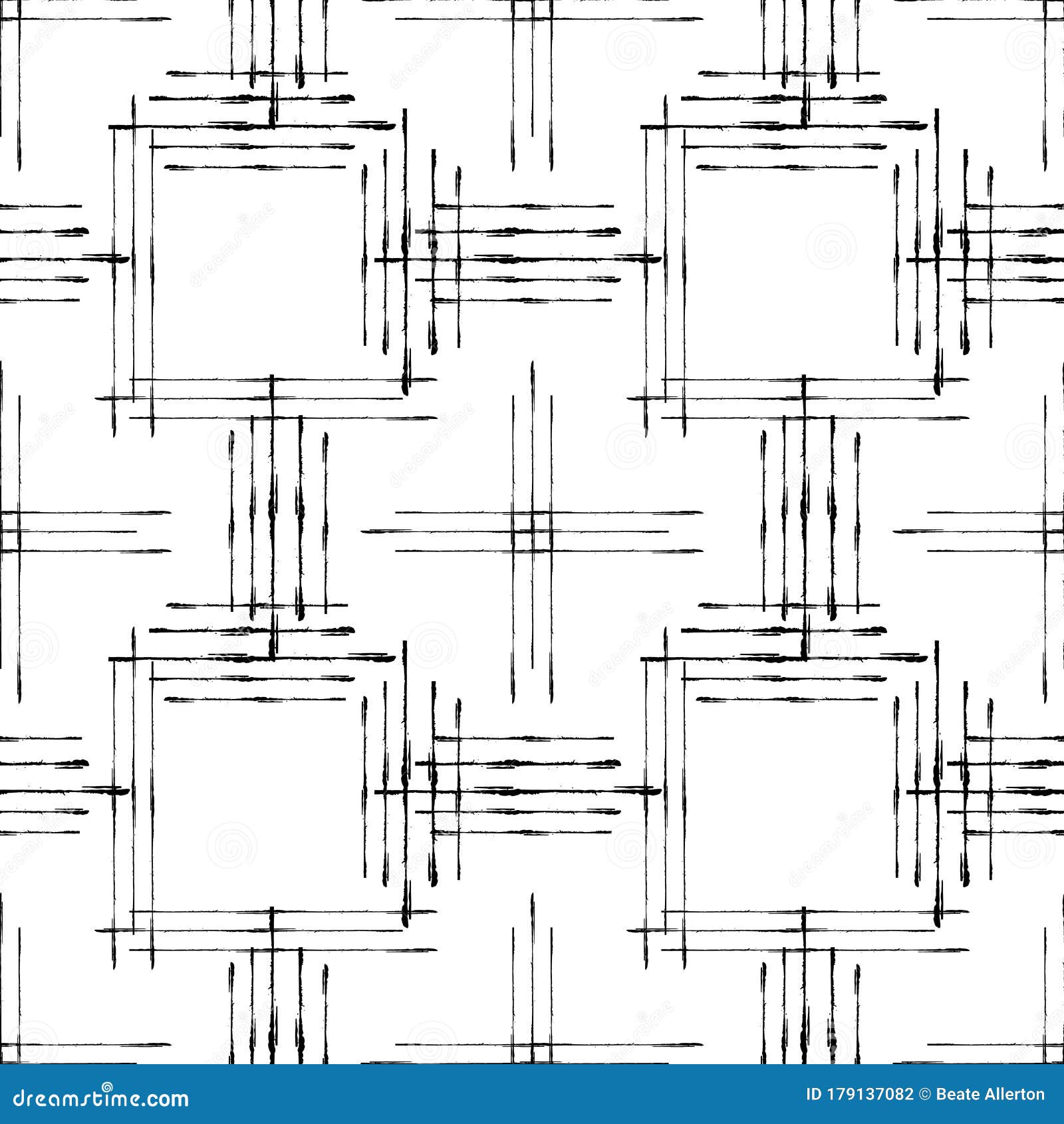 Black Ink Grunge Line Vector Seamless Pattern Background. Hand Drawn ...