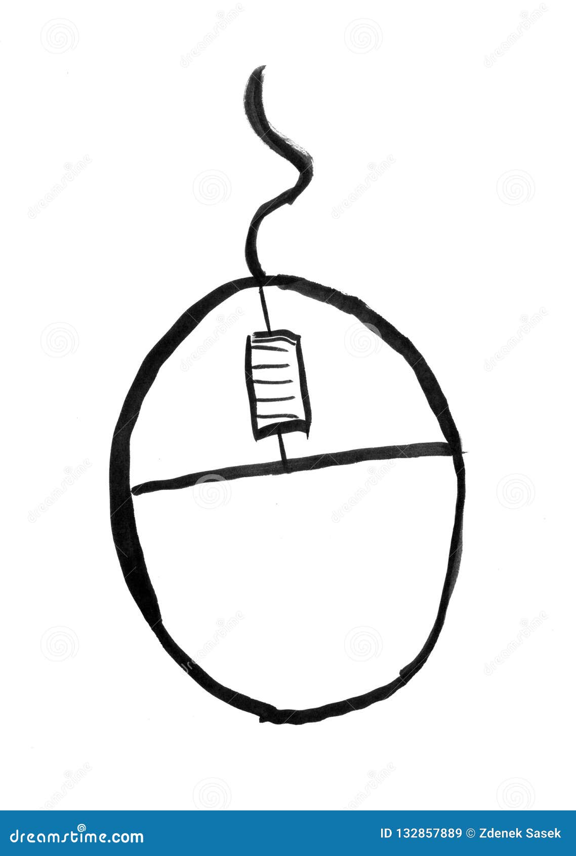 Black Ink Hand Drawing of Computer Mouse Stock Illustration ...