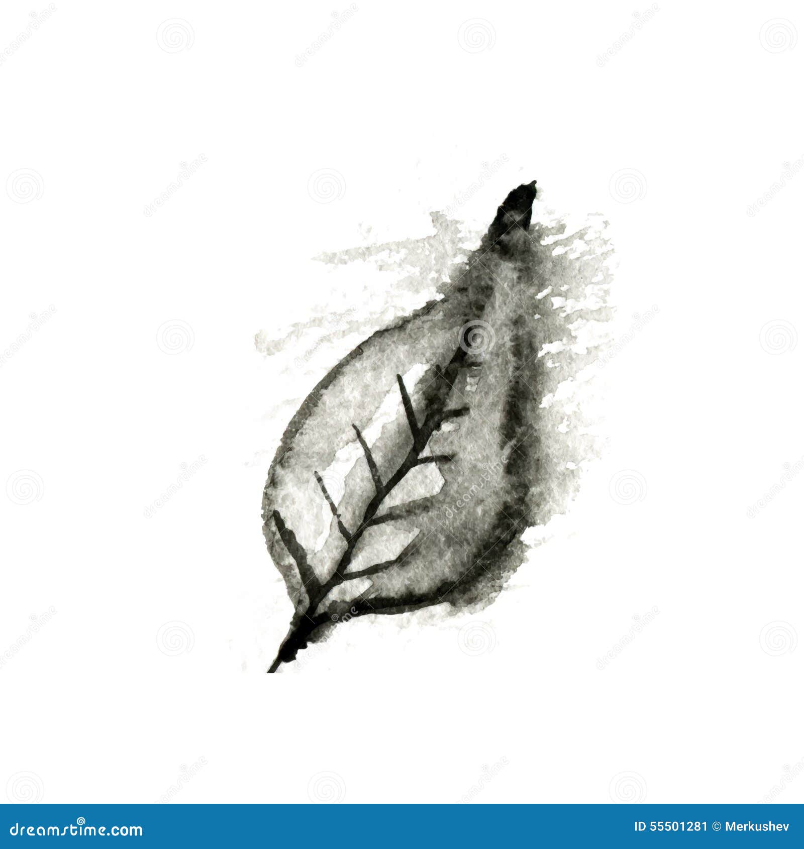 Black ink leaf, vector stock vector. Illustration of design - 55501281