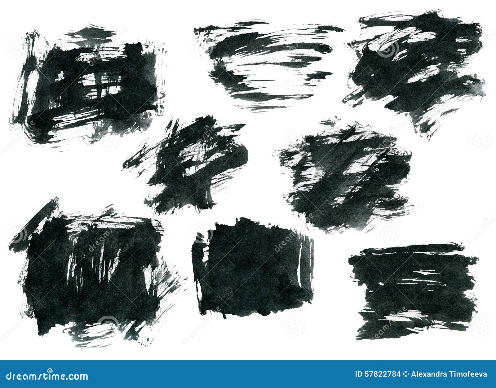 Black Ink Rectangle Shapes Isolated on White Stock Illustration ...