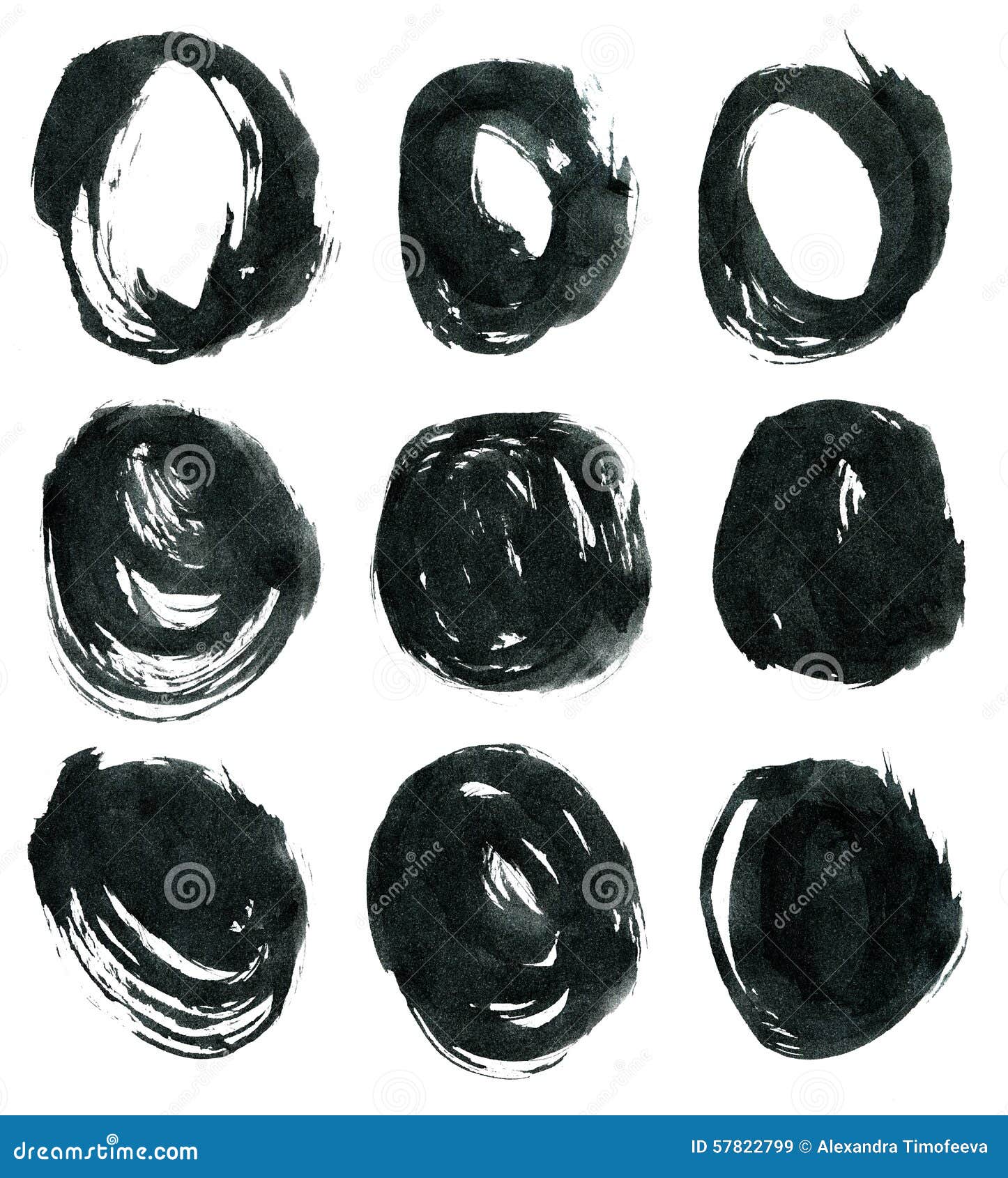 Black Ink Round Shapes Isolated on White Stock Illustration ...