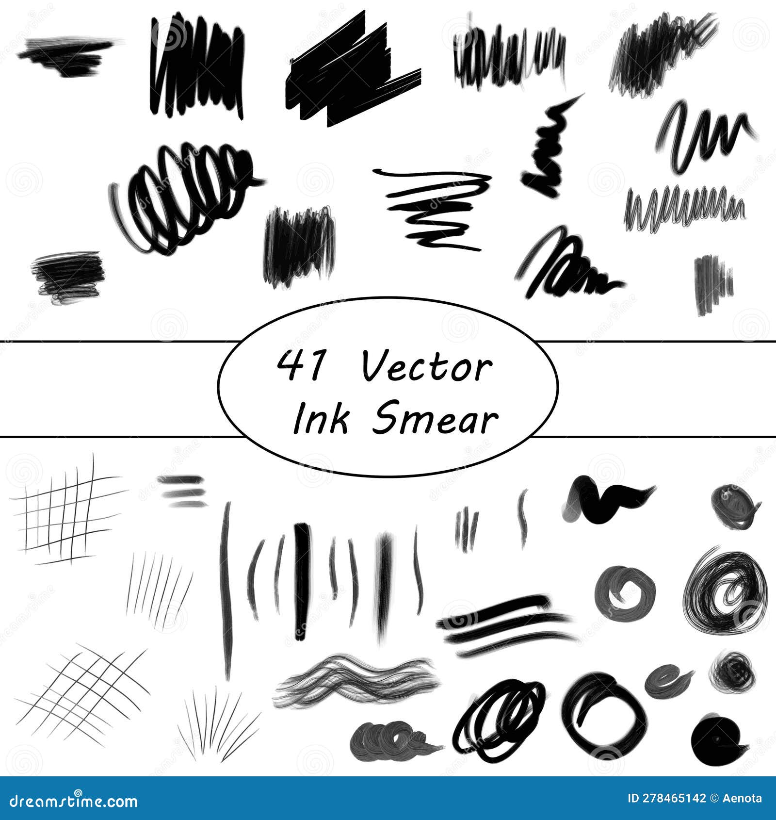 Black Ink Smear Set stock vector. Illustration of scrawl - 278465142