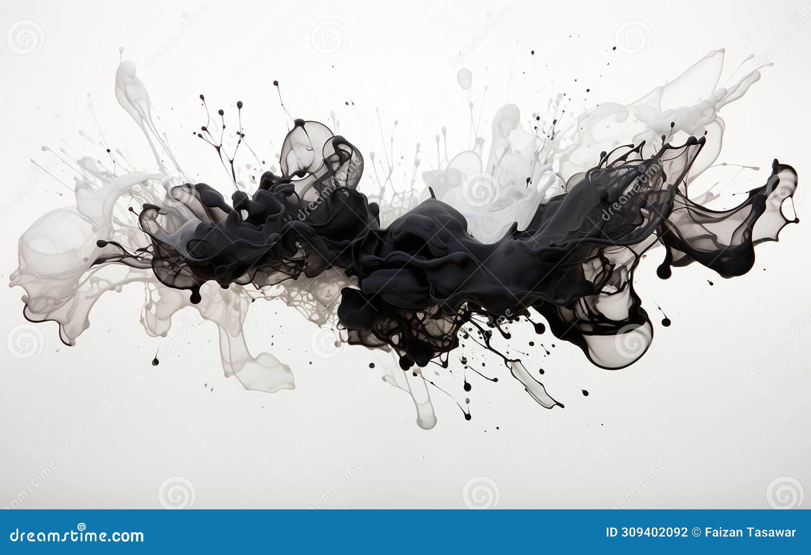 Black Ink Splash on a Transparent Canvas Stock Illustration ...