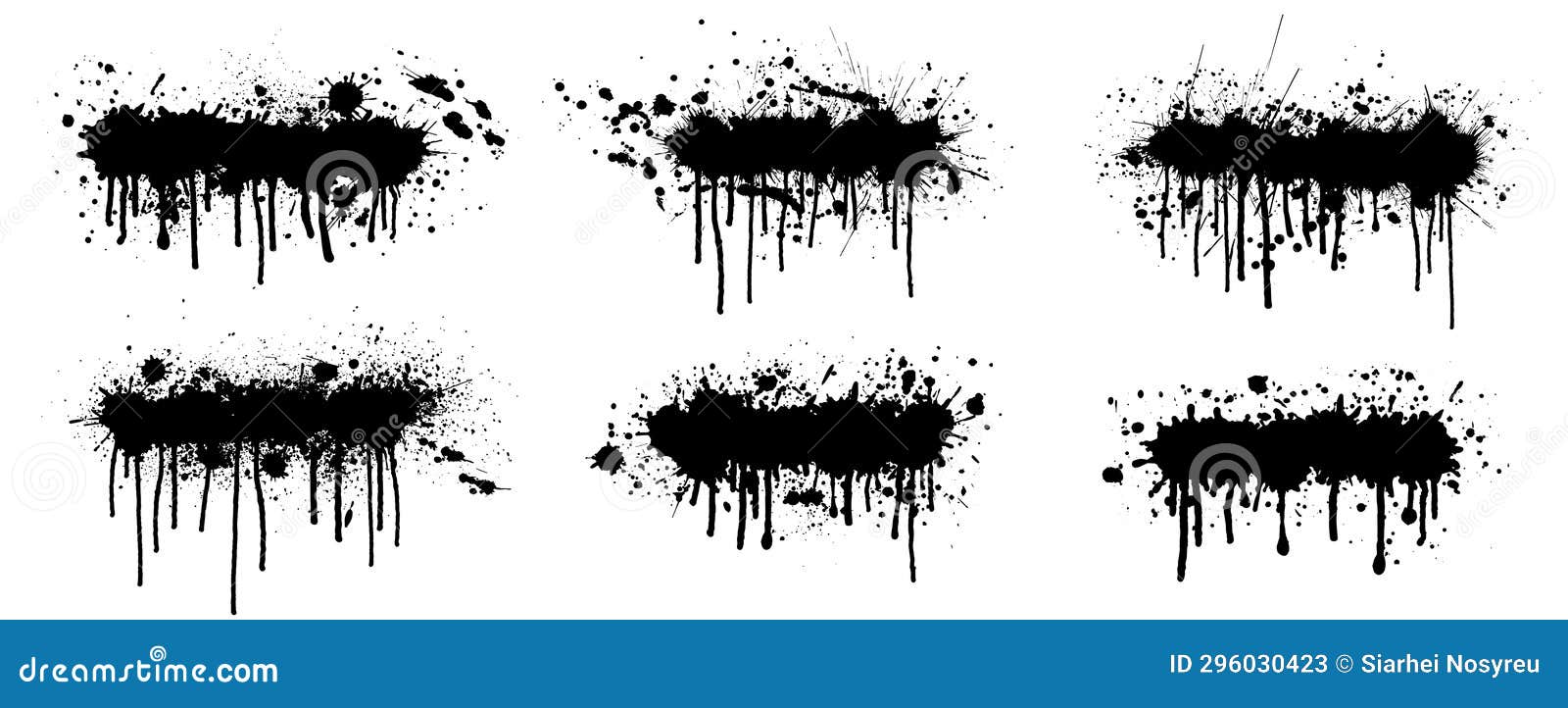 Black Ink Splashes with Drips and Drops. Vector Illustration Stock ...