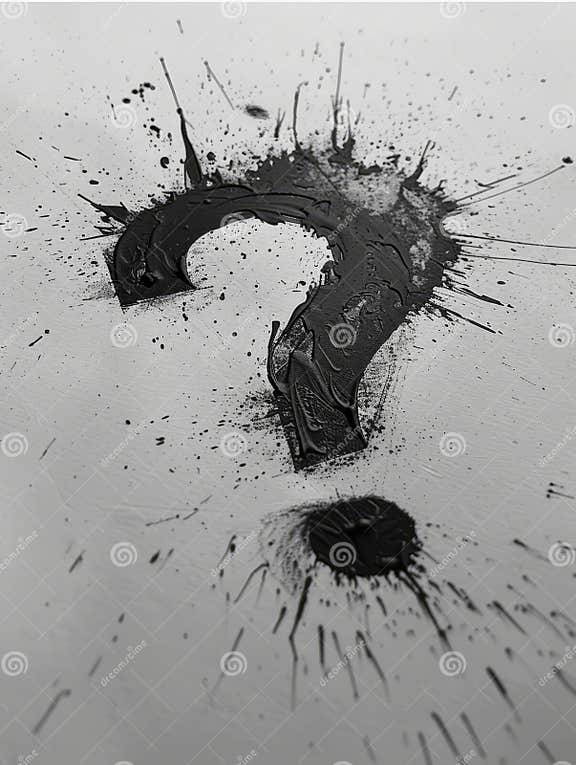 Black Ink Splatter Forming a Question Mark on a White Surface. Stock ...