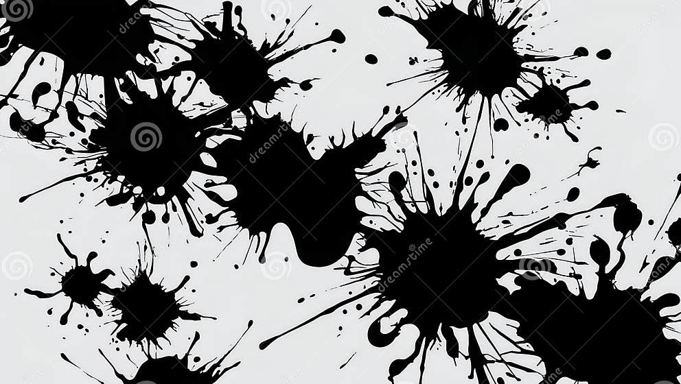 Black Ink Splatters on a Light Background Create an Abstract Artistic ...
