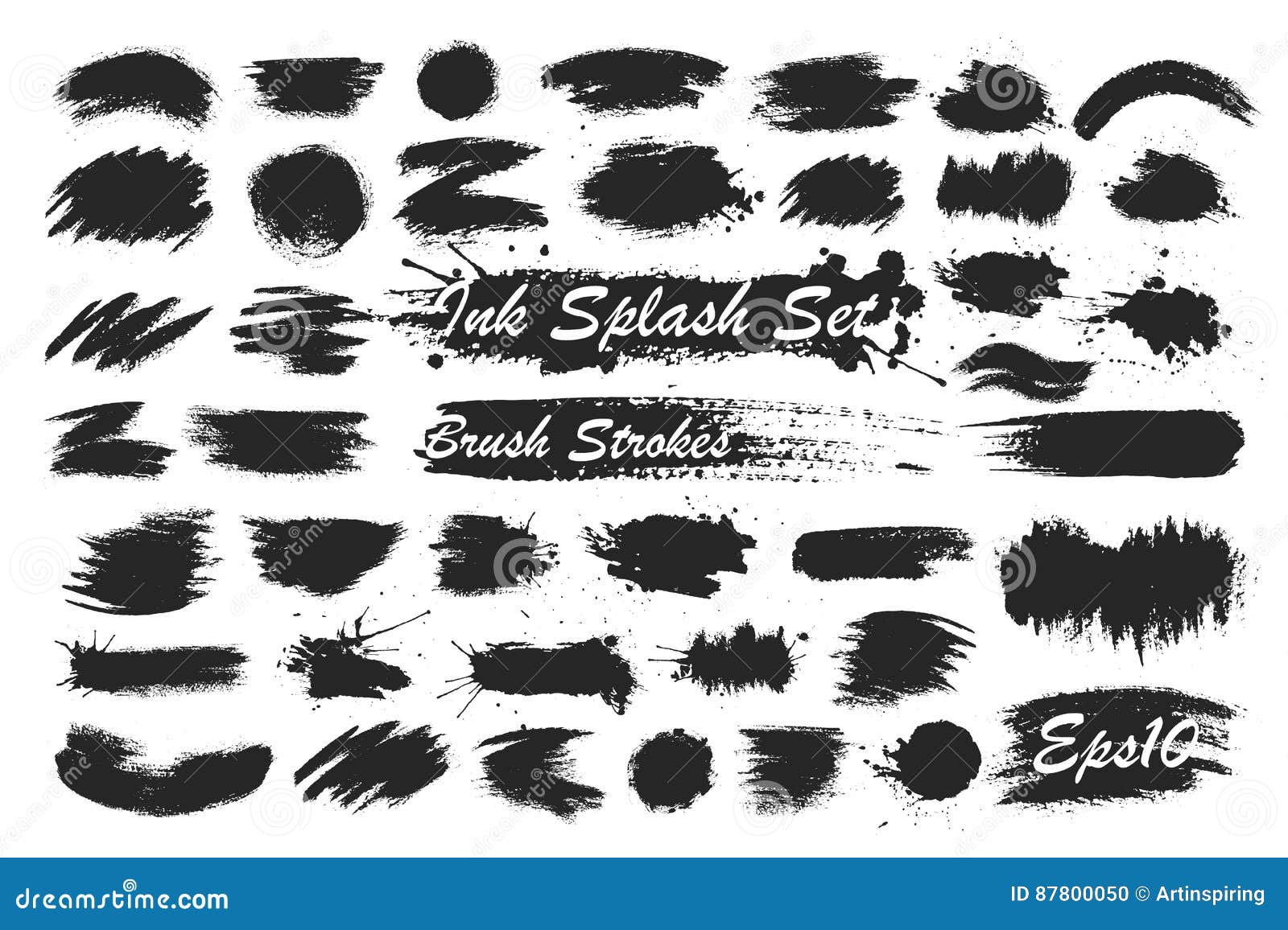 Black ink spots set. stock vector. Illustration of dirty - 87800050