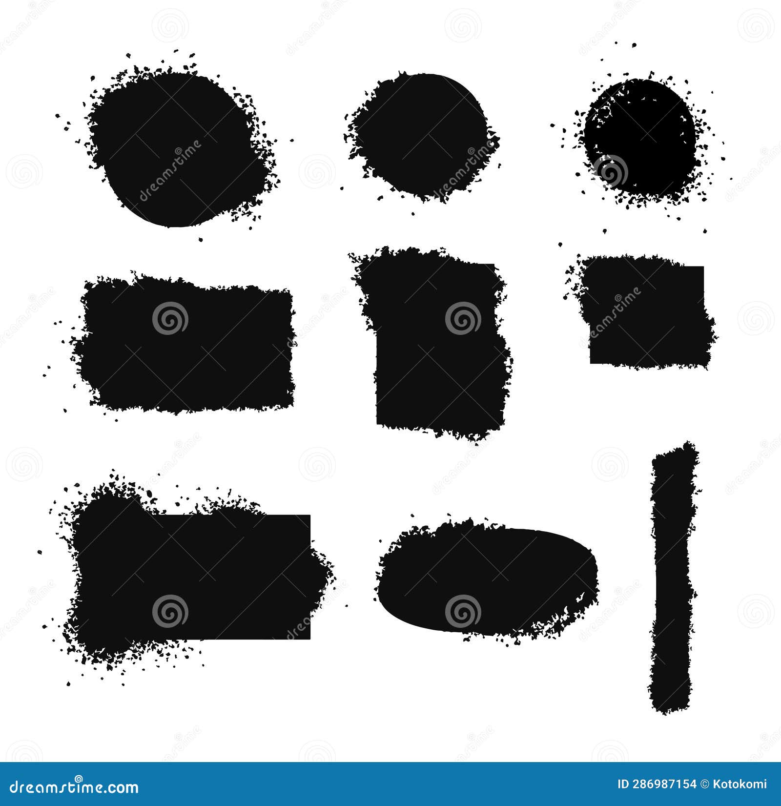 Black Ink Spray Rectangle and Circle Frames. Urban Splatter Texture for ...