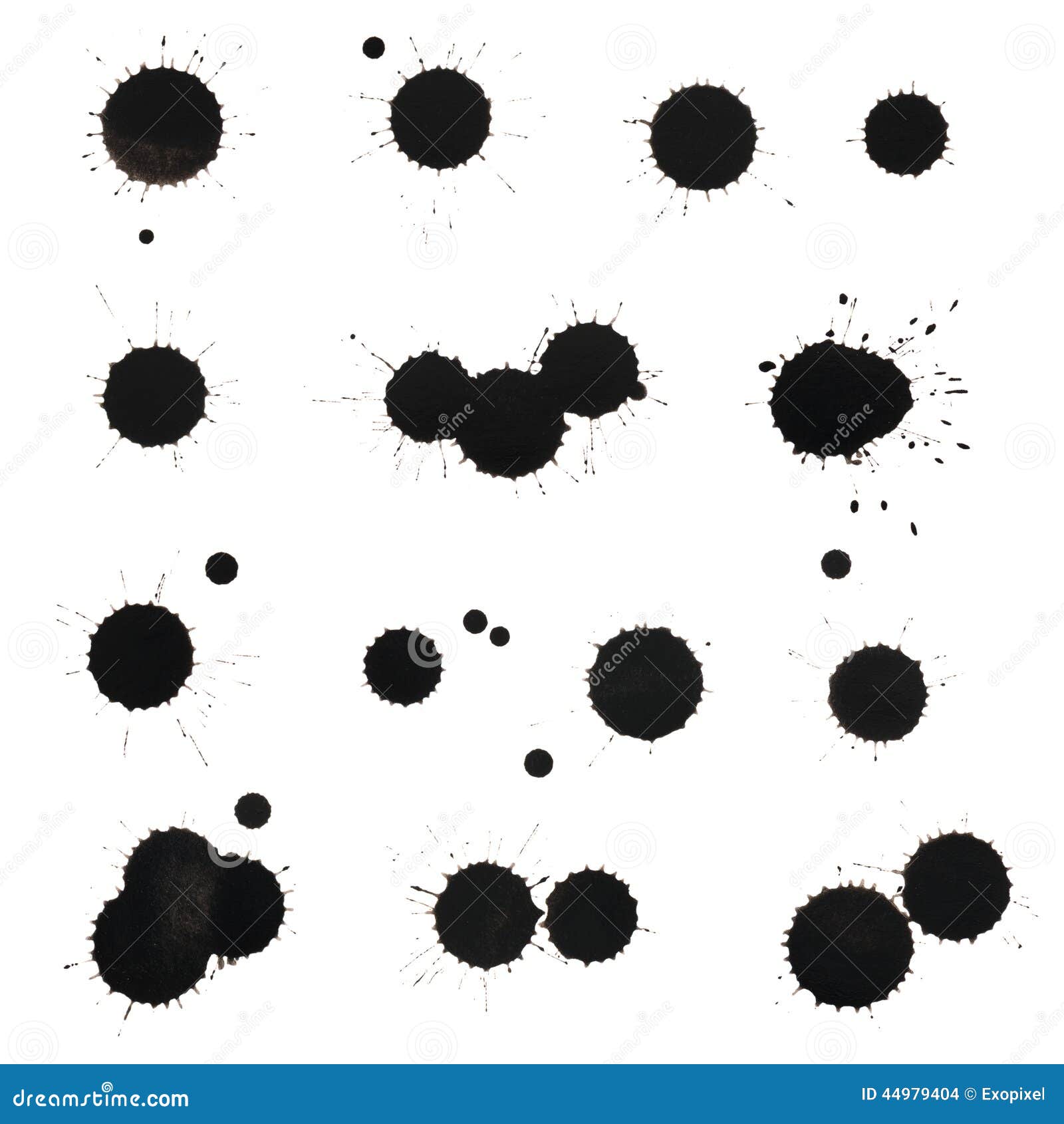 Black Ink Stain Spot Collection Stock Photo - Image of decorative ...