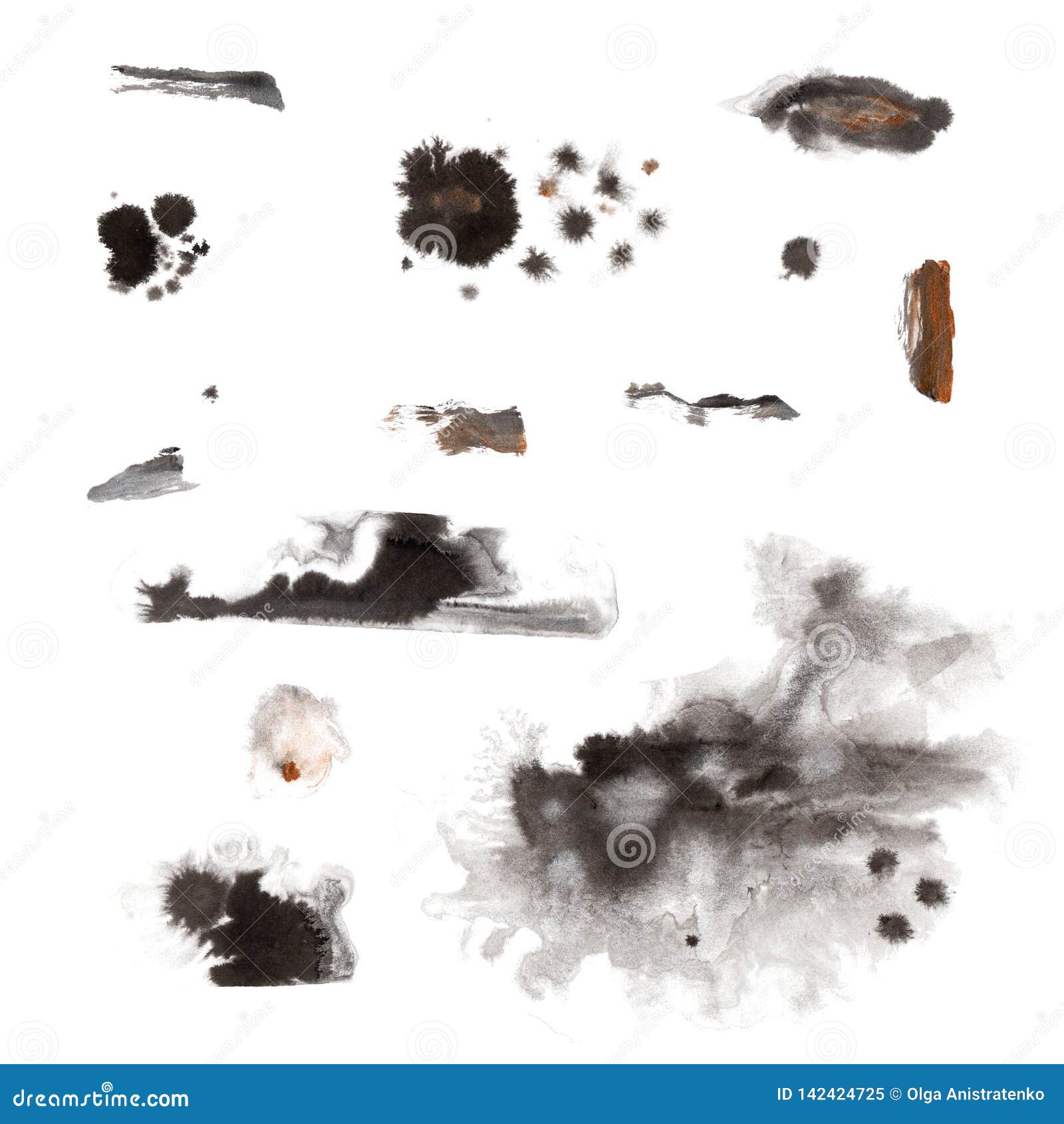 Black Ink Stains, Gold Acrylic Drops, Silver Stock Image - Image of ...