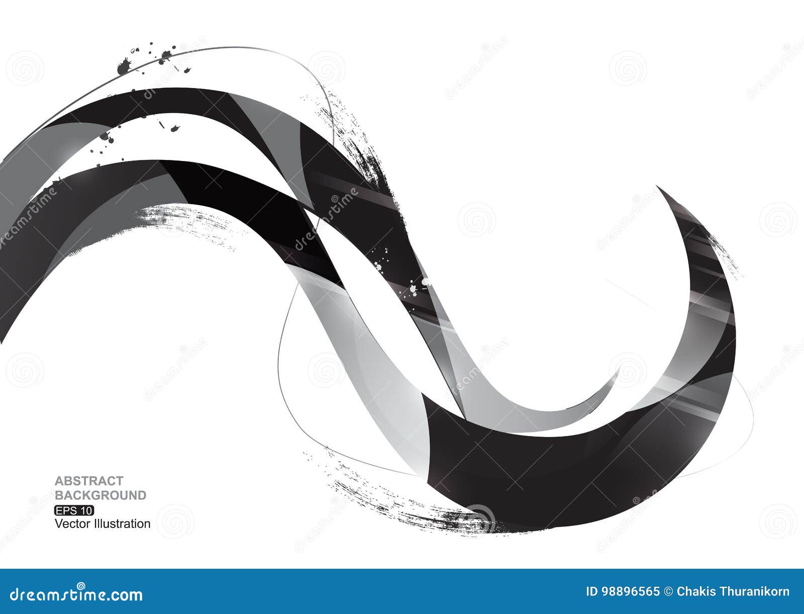 Black Ink Stripe Abstract Background, Ink Concept, Vector Illustration ...