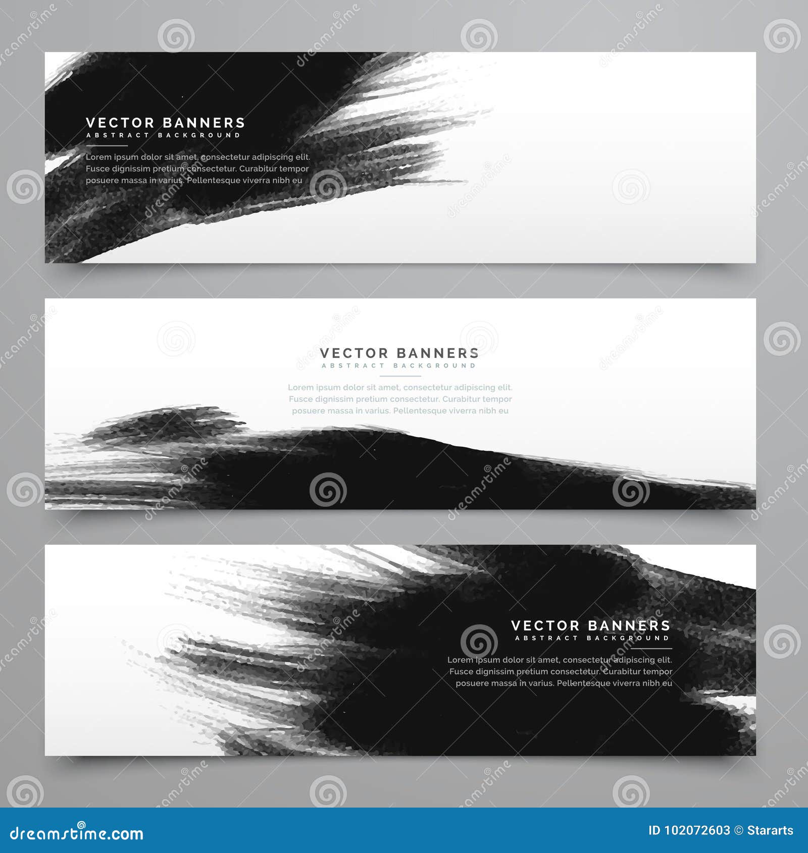 Black Ink Strokes Banners and Headers Collection Stock Vector ...