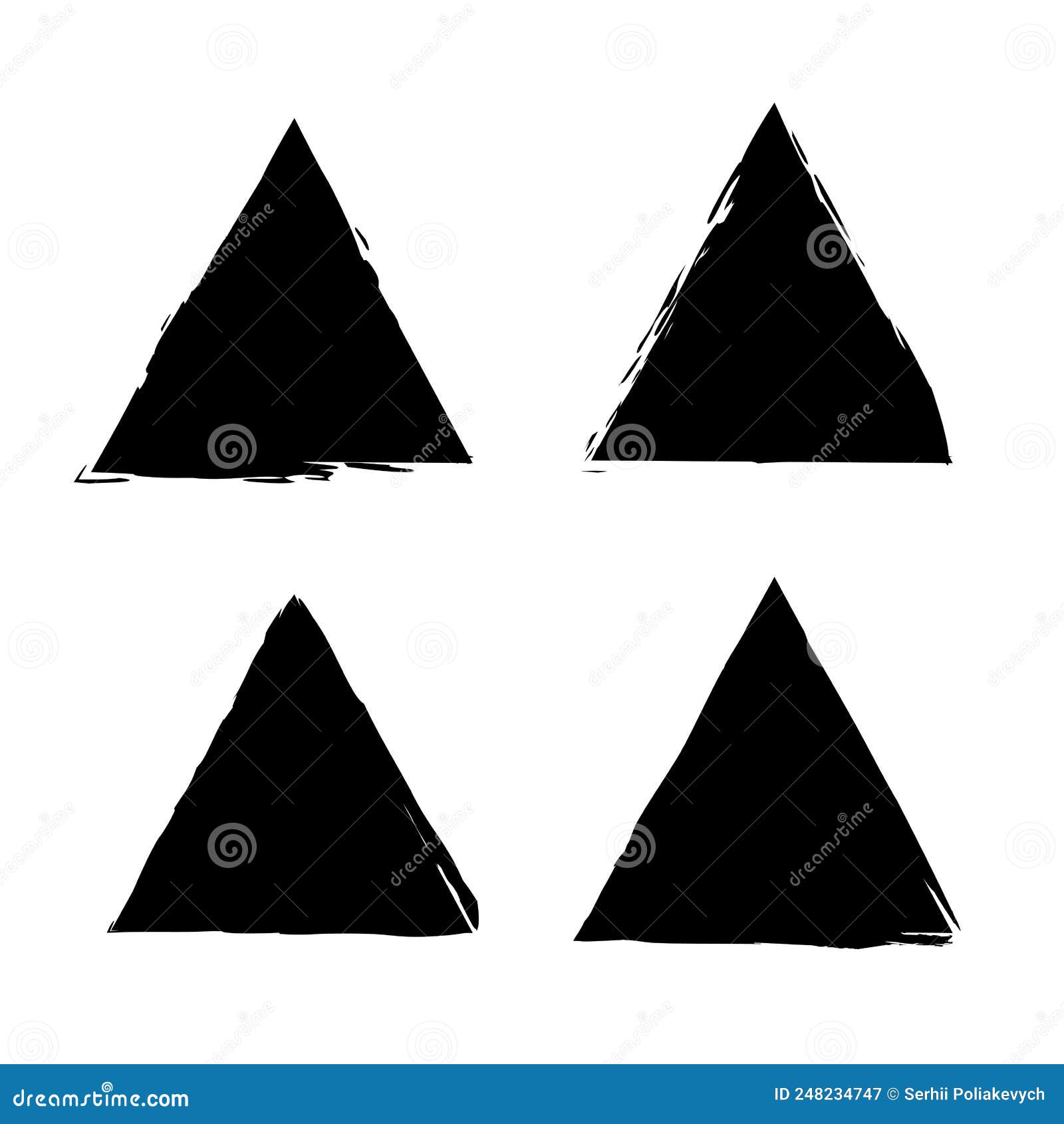 Black Ink Triangle Strokes on White Background. Ink Brush Stroke ...