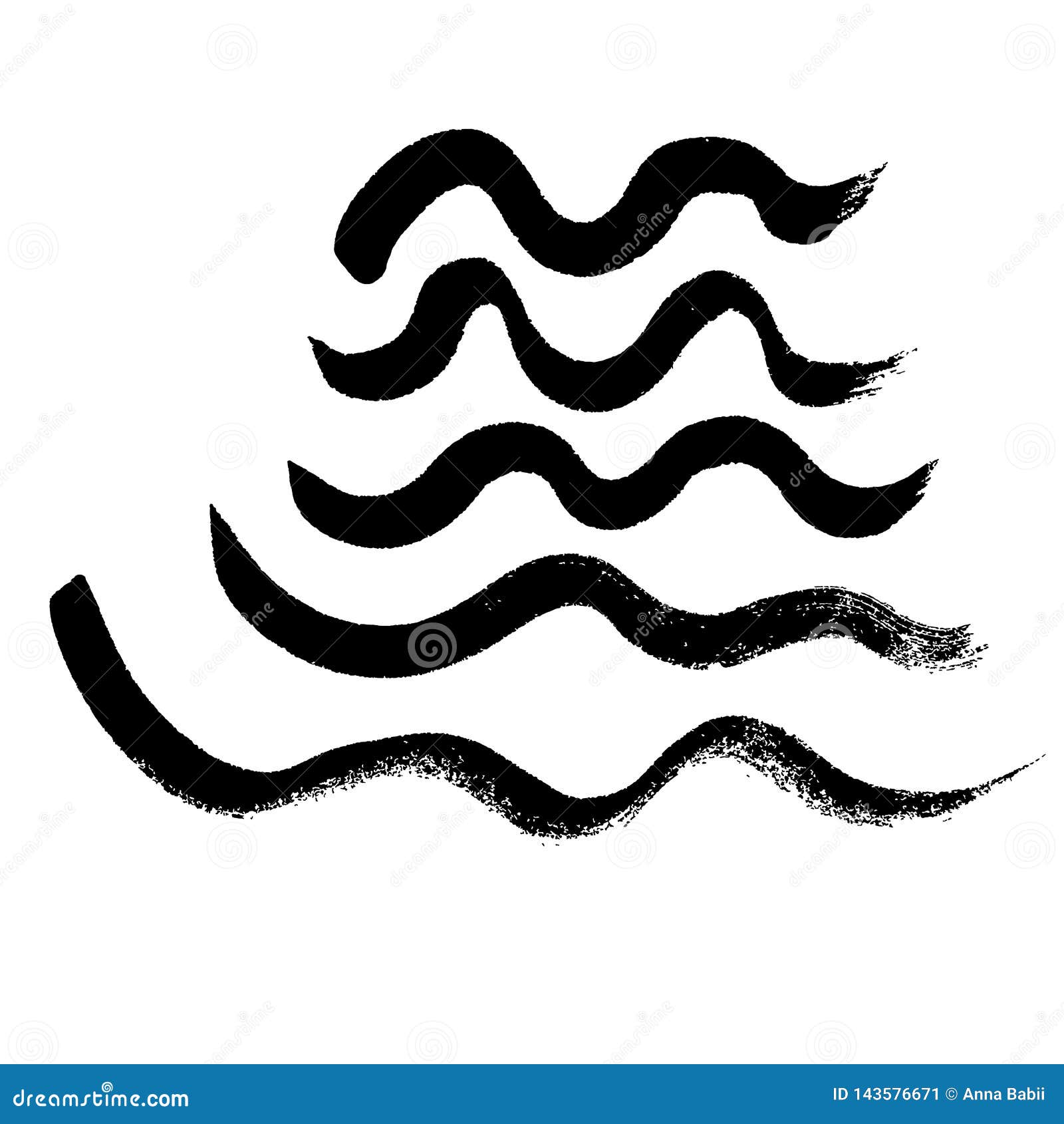 Black Ink Vector Brush Strokes. Vector Illustration. Grunge Wave ...