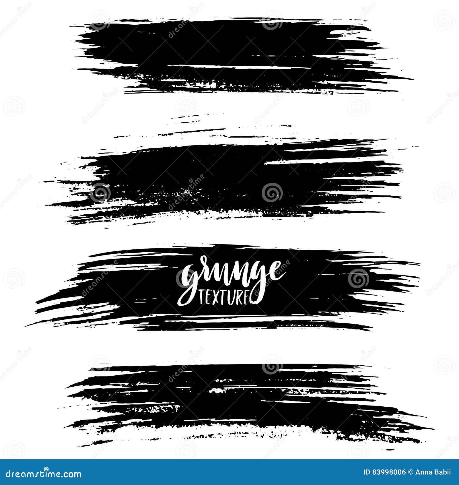 Black Ink Vector Brush Strokes Isolated on White Background. Vector ...
