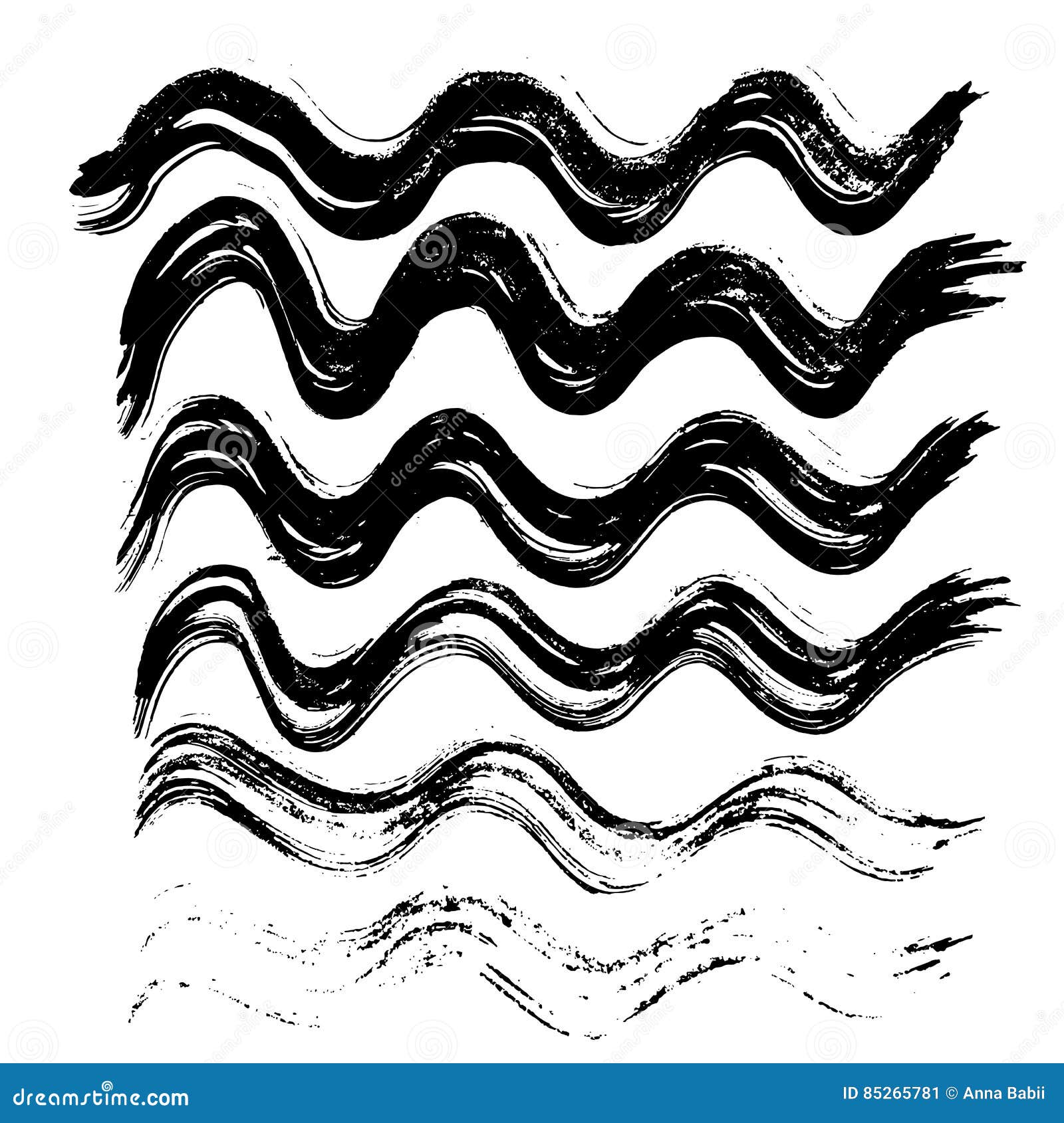 Black Ink Vector Brush Strokes. Vector Illustration. Grunge Wave ...