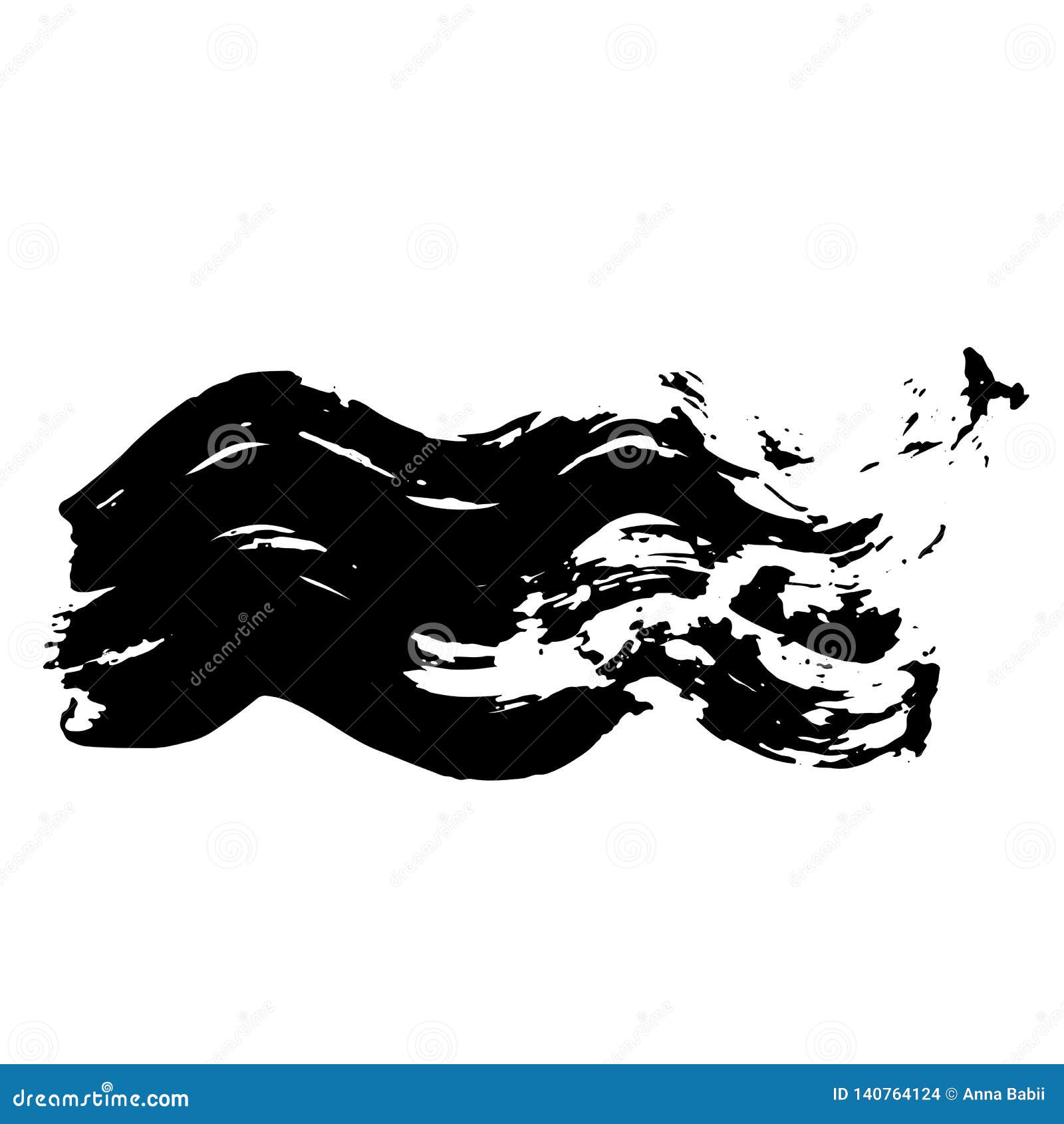 Black Ink Vector Brush. Vector Illustration. Grunge Wave Texture. Stock ...