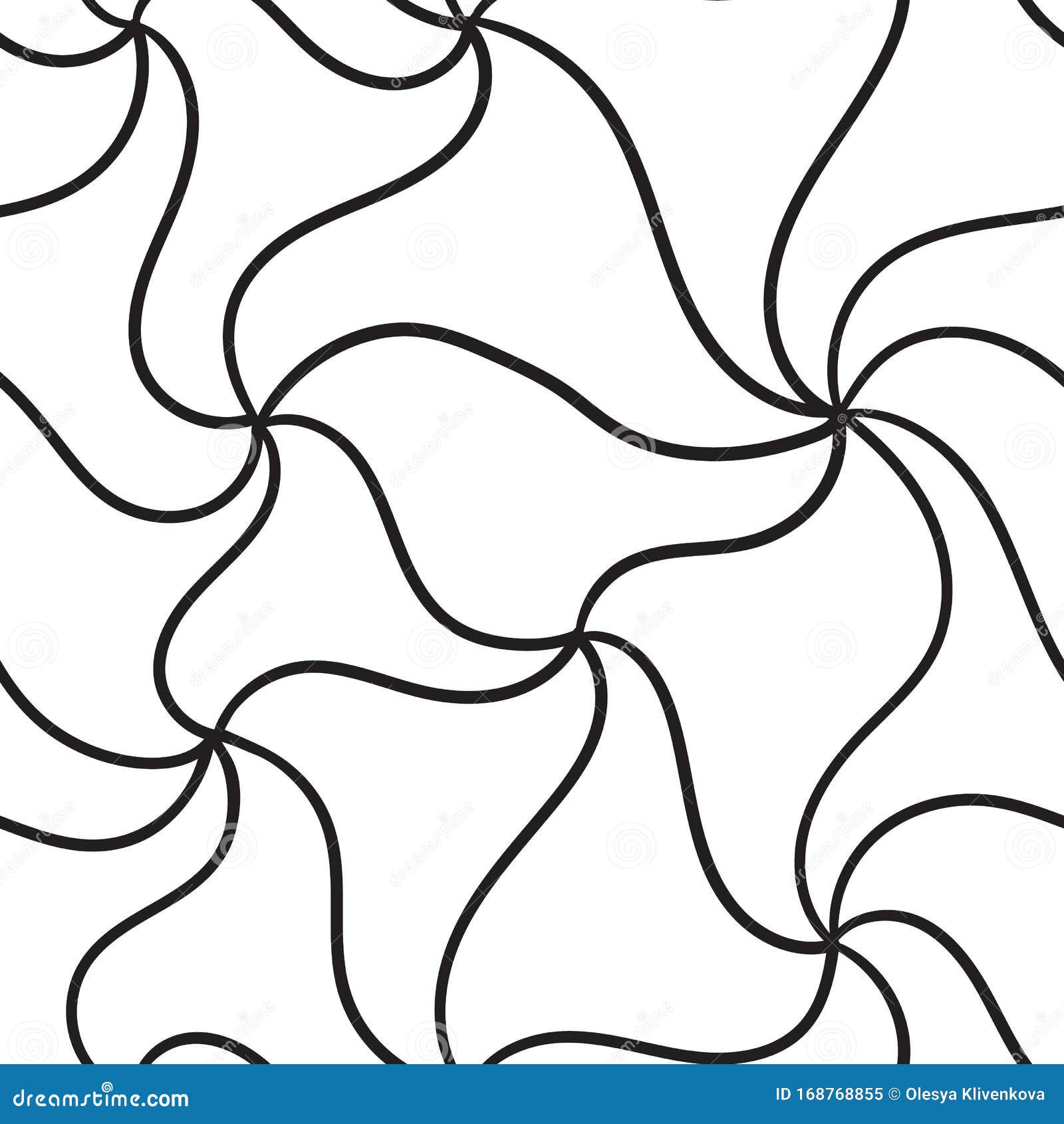 Black Ink Wavy Triangles. Doodle Curves. Seamless Vector Pattern. Stock Vector - Illustration of ...